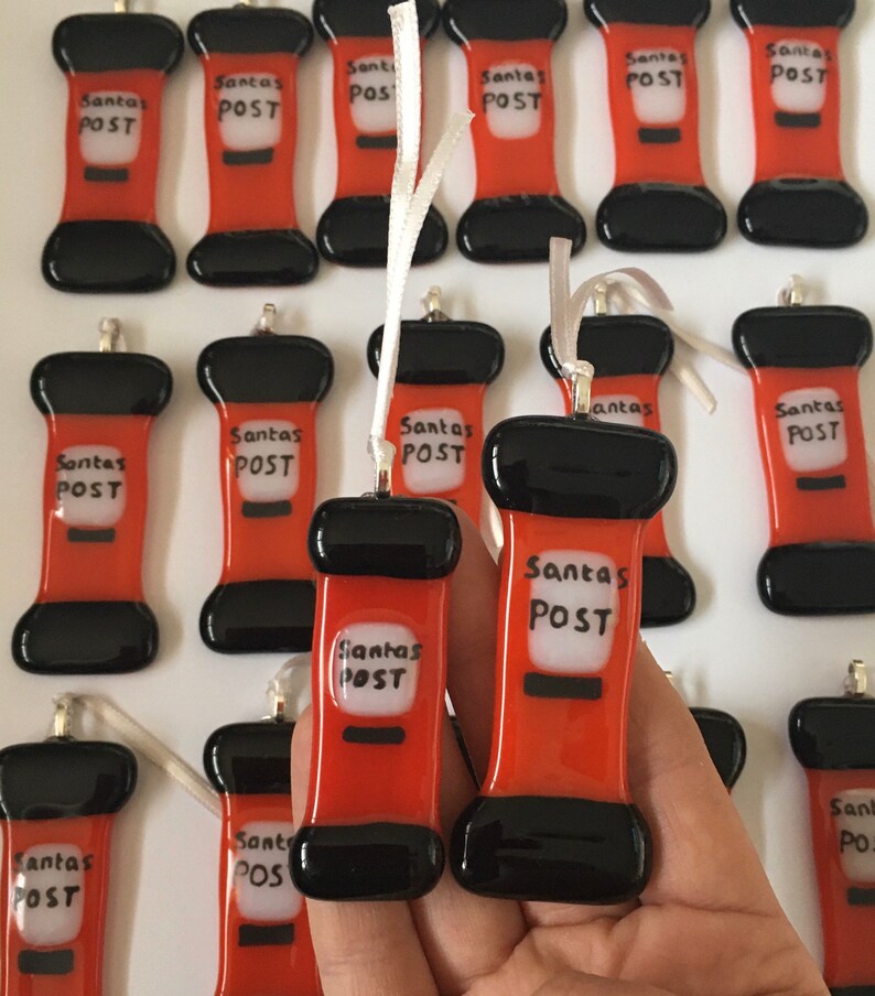 Fused Glass Christmas Decoration fused Glass Post Box Tree | Etsy