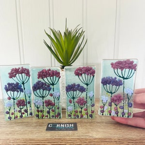 Fused Glass Whimsical Wild Flower Candle Holder, Cornish Fused Glass ...