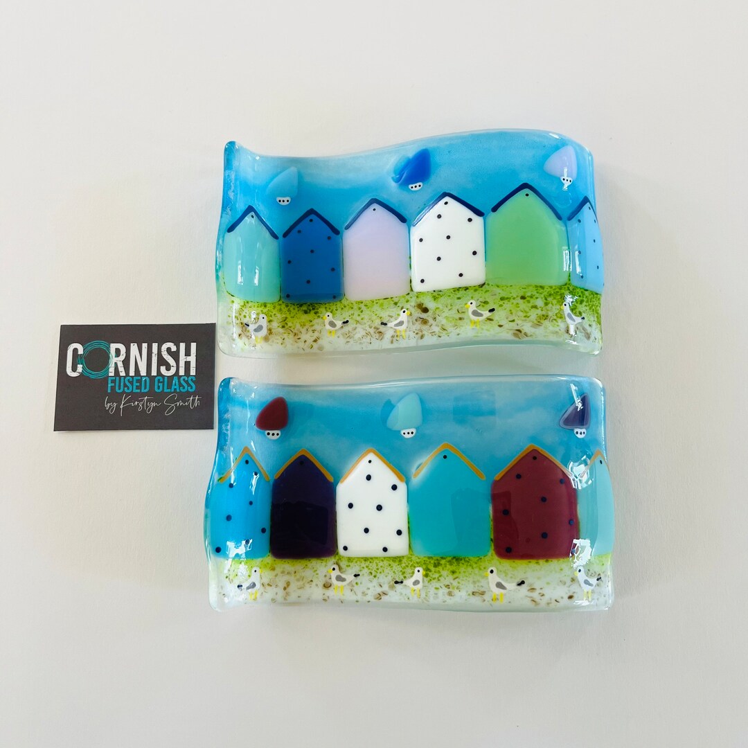 Fused Glass Beach Hut Wave, Cornish Fused Glass, Fused Glass Cornwall ...