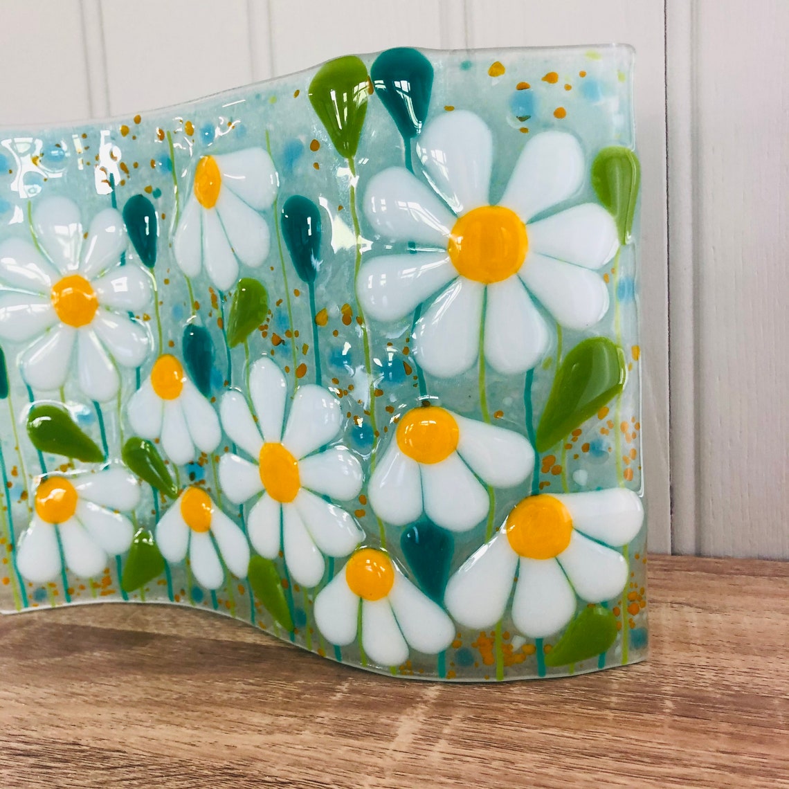 Fused Glass fused glass flowers wave fused glass art | Etsy