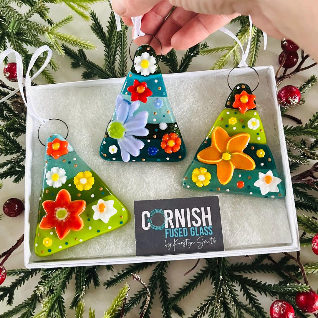 Beautiful Fused Glass Christmas Tree Decoration, Tree Decoration ...