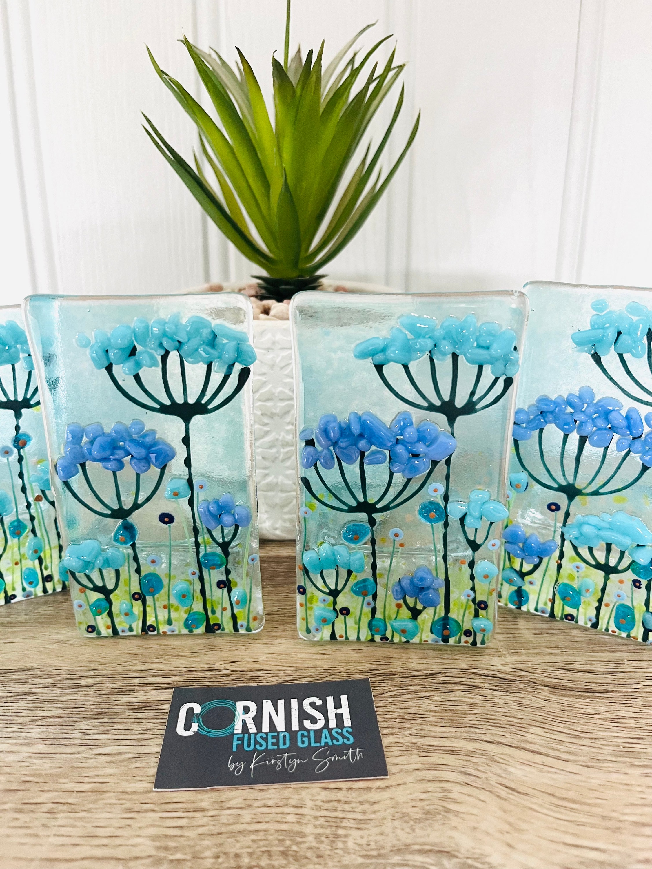 Fused Glass Whimsical Wild Flower Candle Holder, Cornish Fused Glass ...