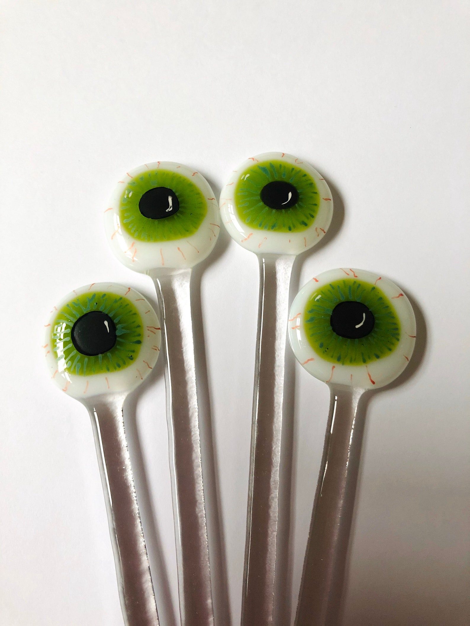 Fused glass eye ball Halloween drink stirrer fused glass | Etsy