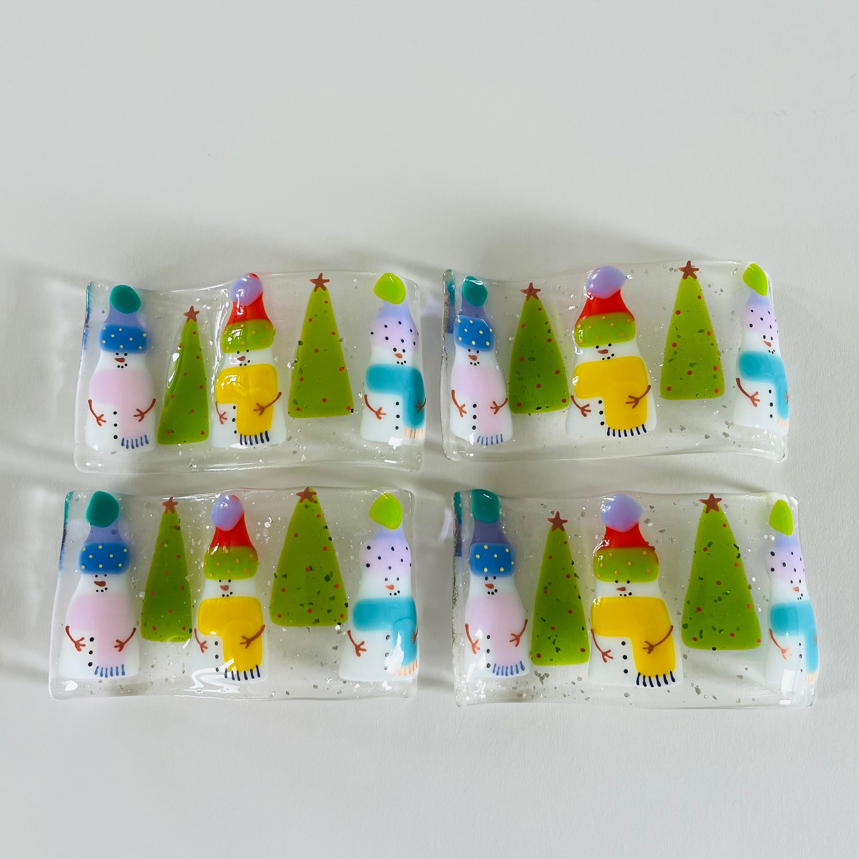 shopping discount Fused Glass Snowman Christmas tree decoration ...