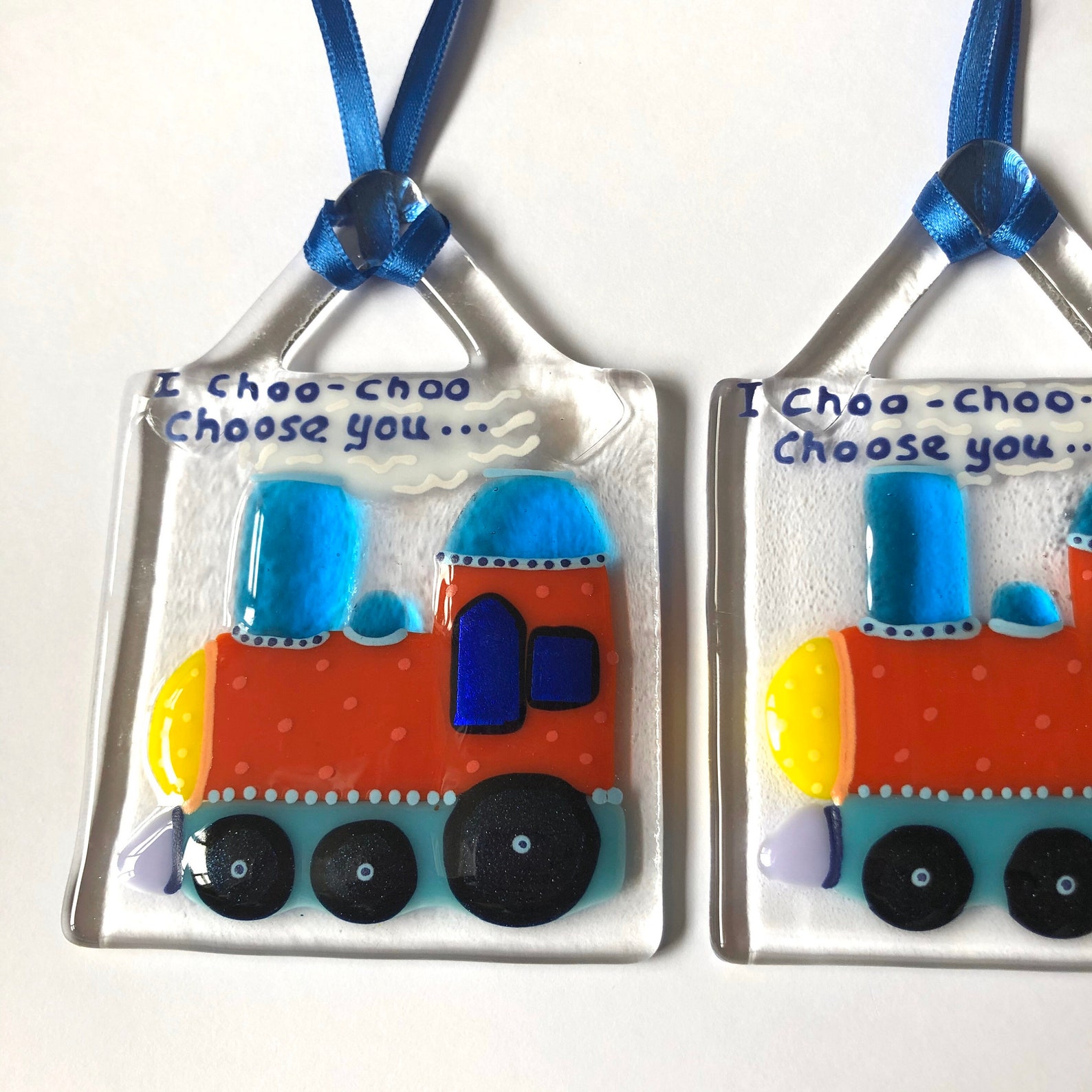 Fused Glass Art Fused Glass Train Hanger Fused Glass - Etsy