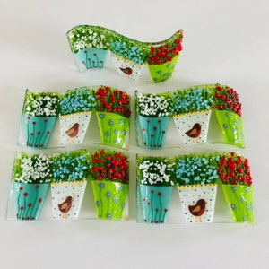 Fused Glass Robin memorial wave cornish fused glass Fused | Etsy