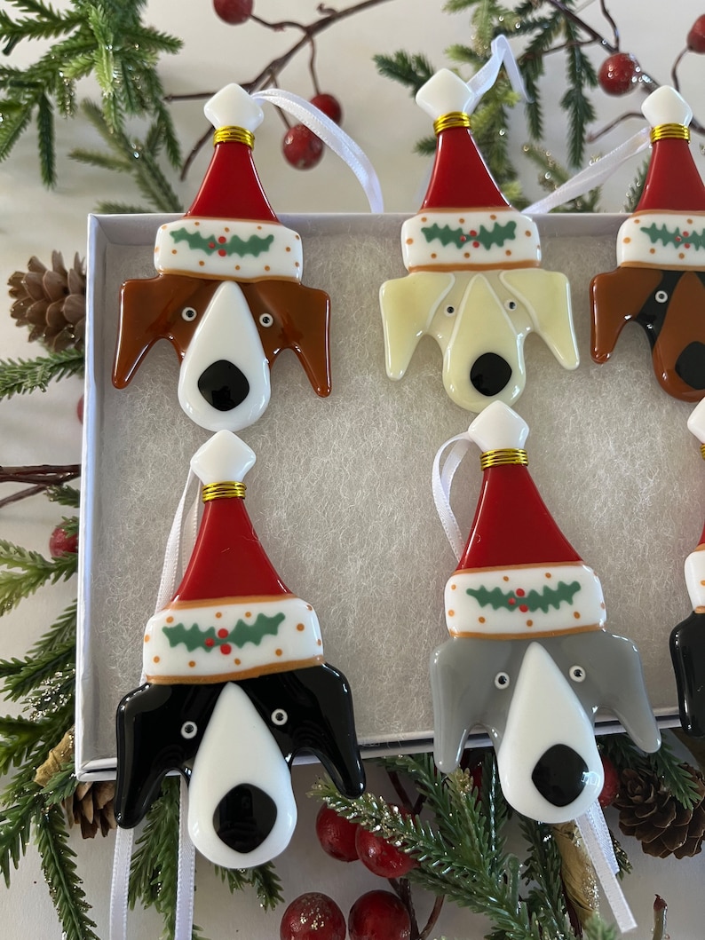 Fused Glass Dog Christmas Decoration fused Glass Christmas - Etsy