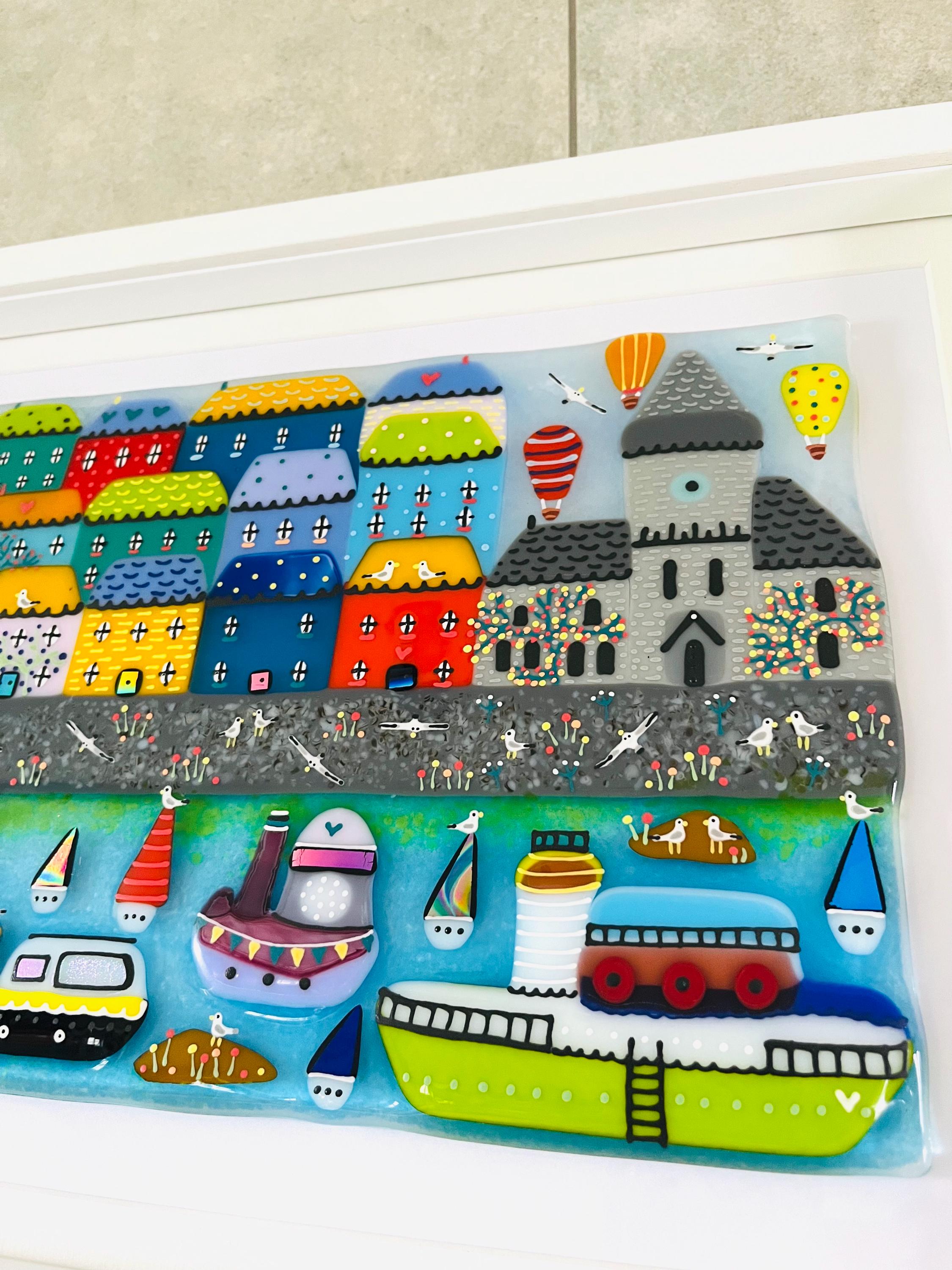 Reserved - Porthleven Cornish Seaside Harbour Fused Glass Art, Cornish ...