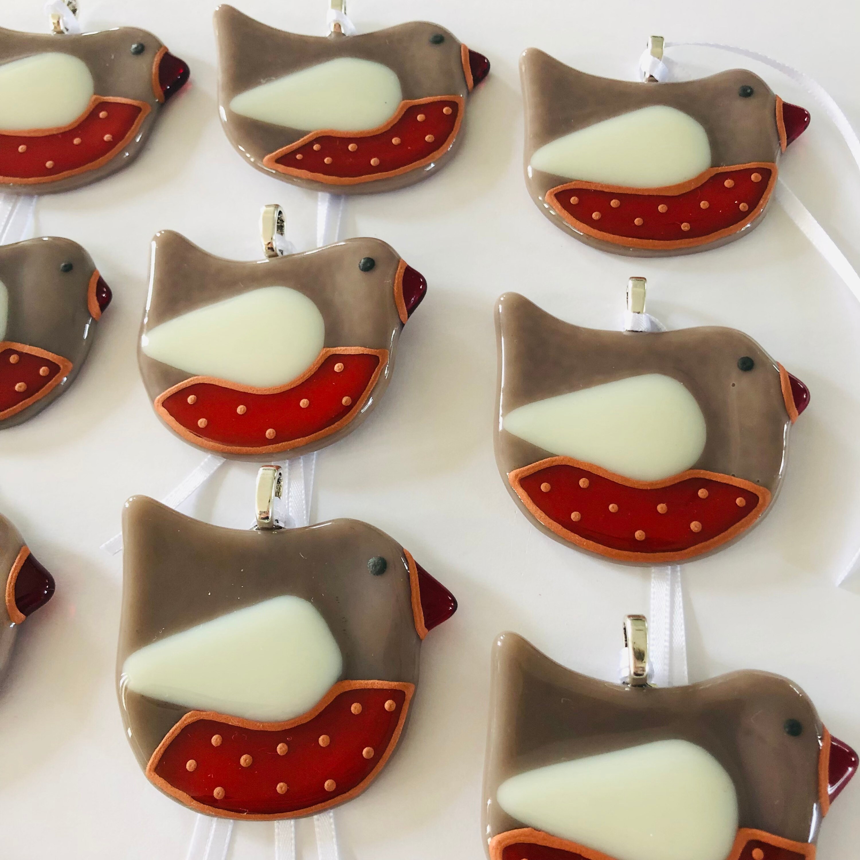 Fused Glass Robin Fused Glass Robin Christmas Tree Ornament | Etsy