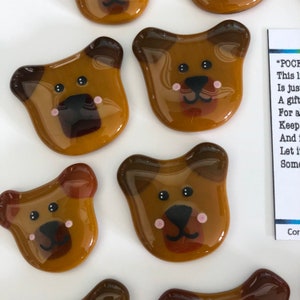 Fused Glass Bear Hugs Pocket Token - Fused Glass Flower Hangers ...