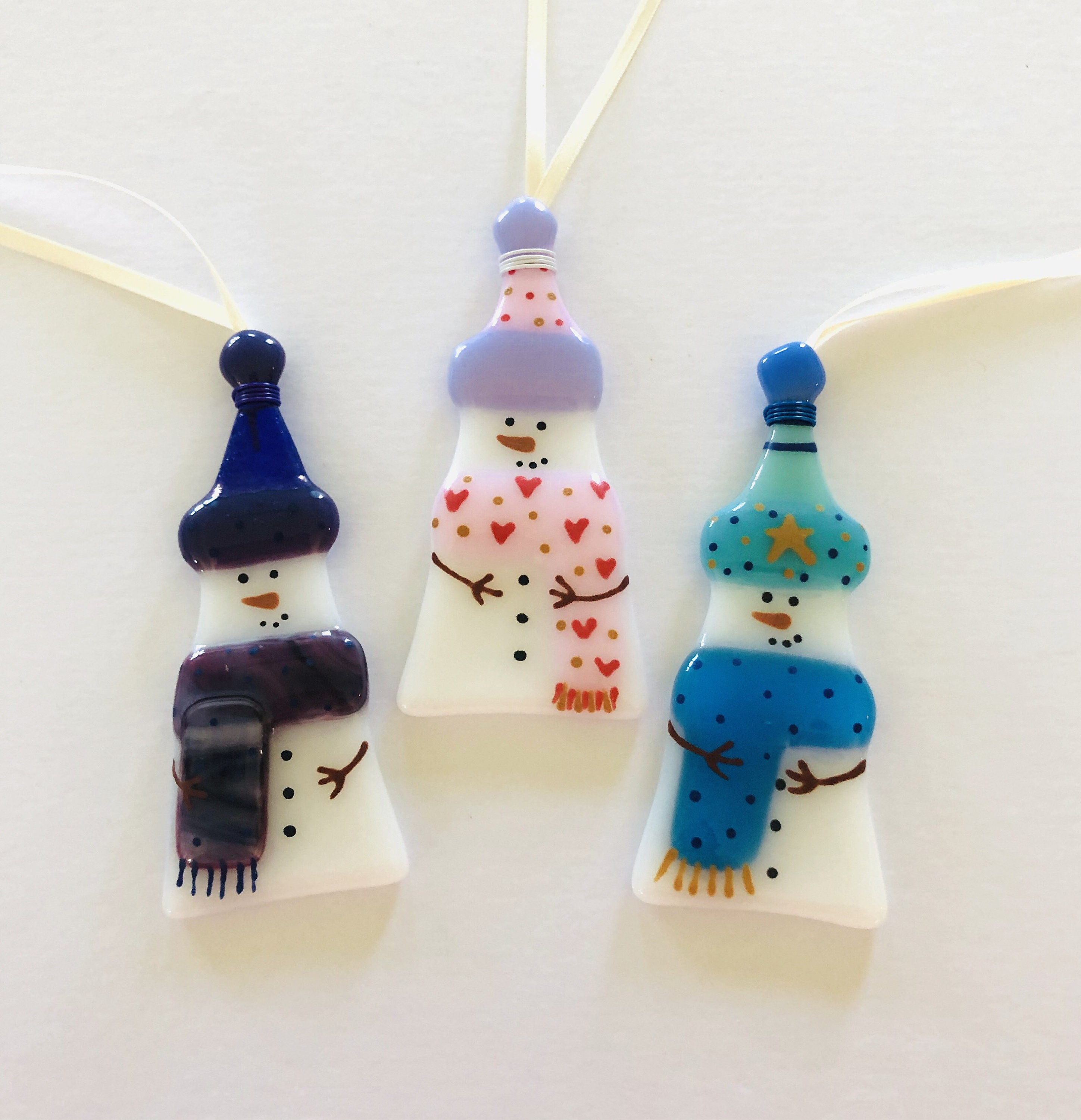 Fused Glass Snowman Fused glass Christmas decoration fused | Etsy