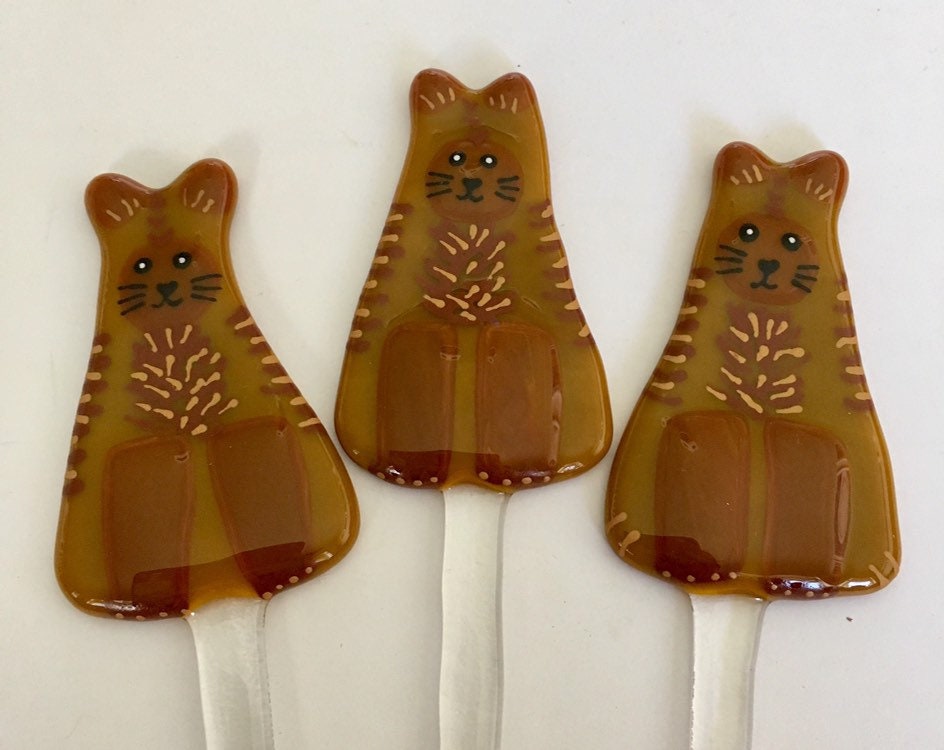 Fused Glass Art - Cute Cat Fused Glass Decoration, Fused Glass Garden ...