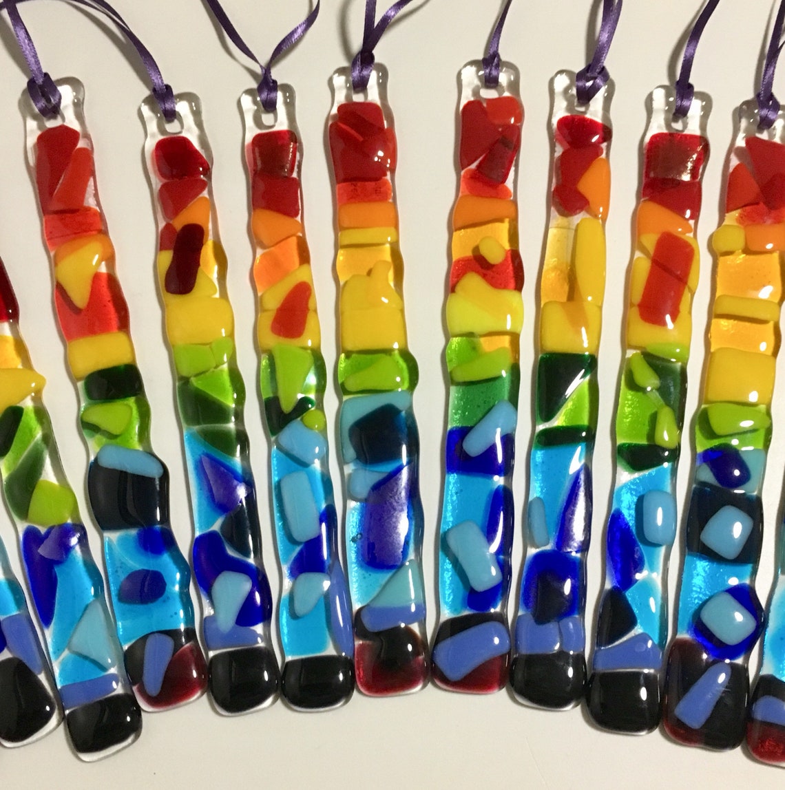 Fused Glass Rainbow hanging Window Decoration cornish fused | Etsy