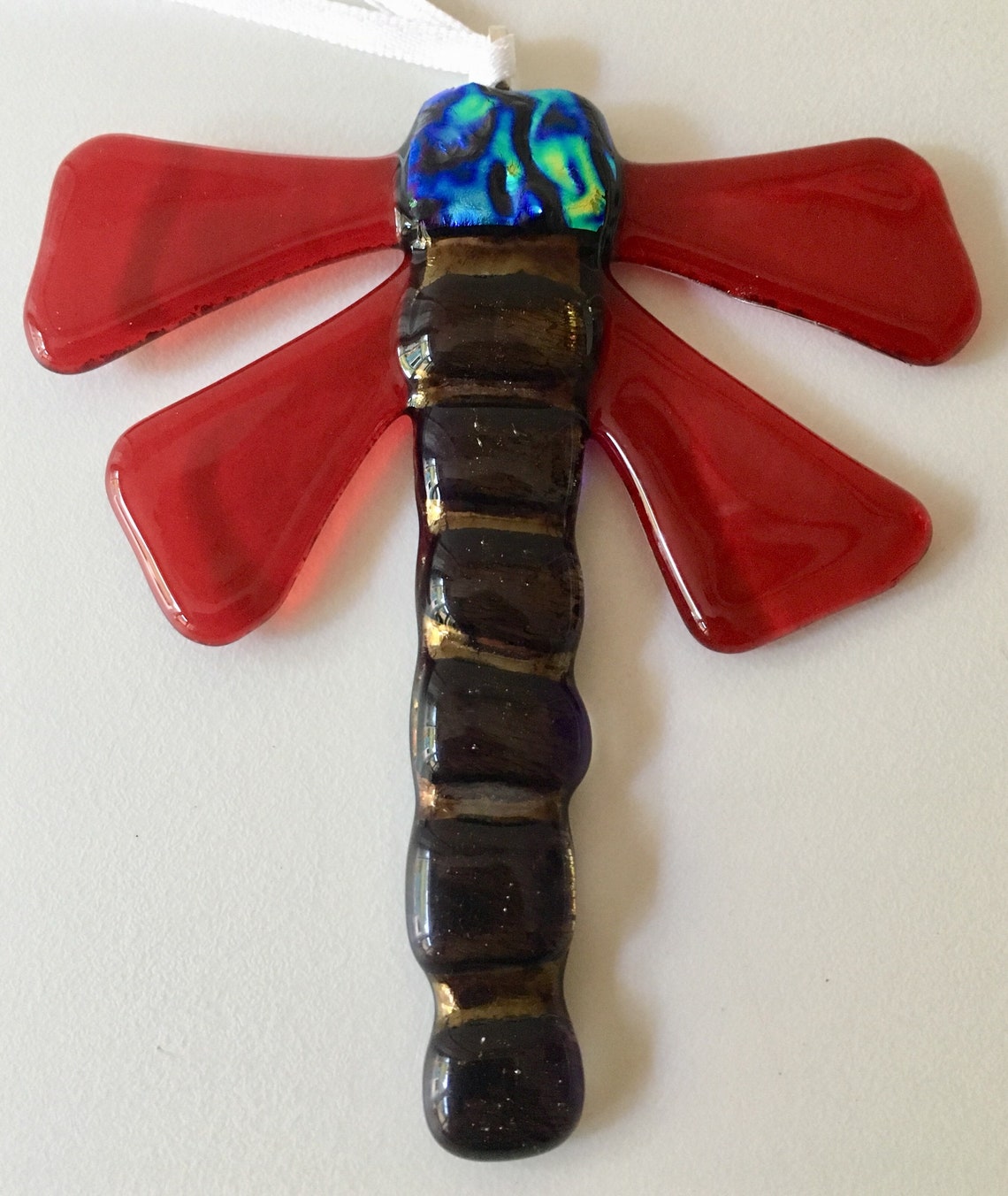 Fused Glass Dragonfly Decoration Fused Glass Art Cornish - Etsy UK