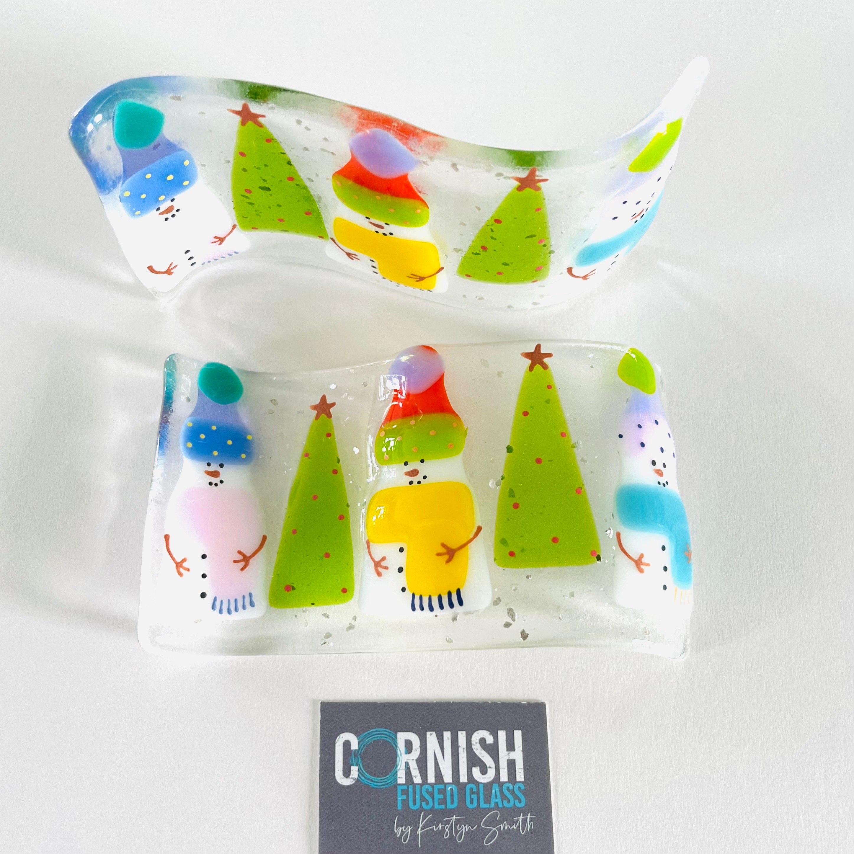 shopping discount Fused Glass Snowman Christmas tree decoration ...