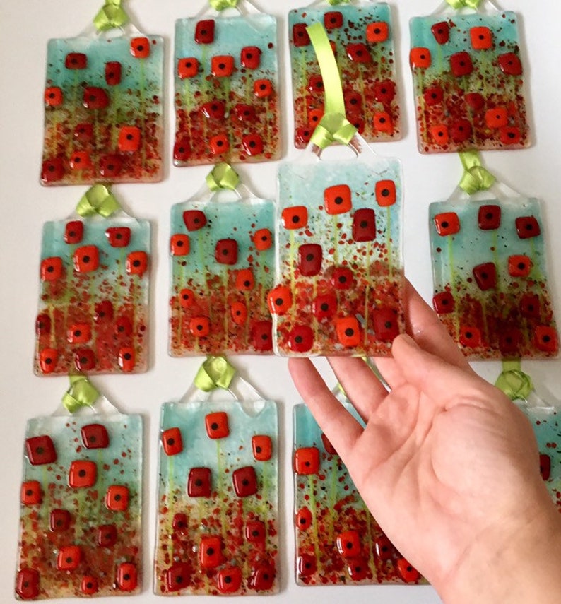 Fused Glass Poppy Art Remembrance Poppy Poppy Gift - Etsy UK