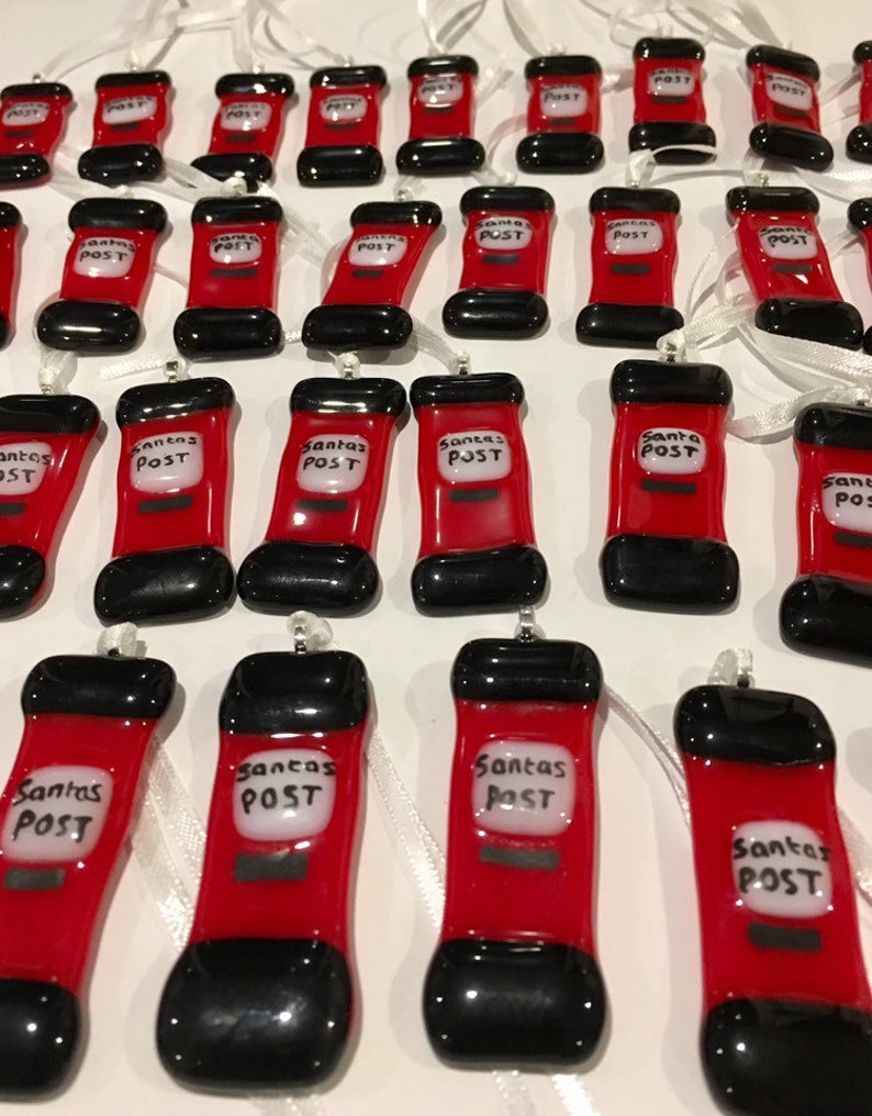 Fused Glass Christmas Decoration fused Glass Post Box Tree | Etsy