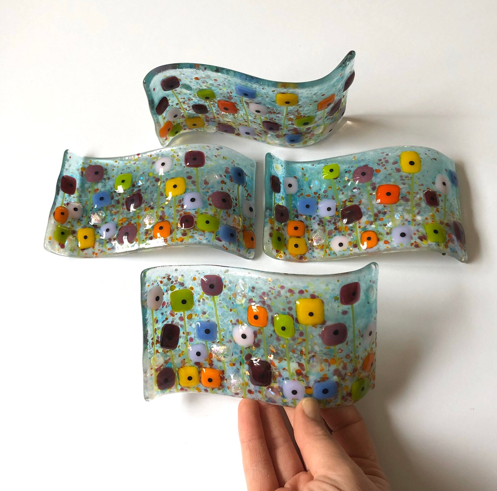 Fused Glass Flowers Art Fused Glass Wave Cornish Fused | Etsy