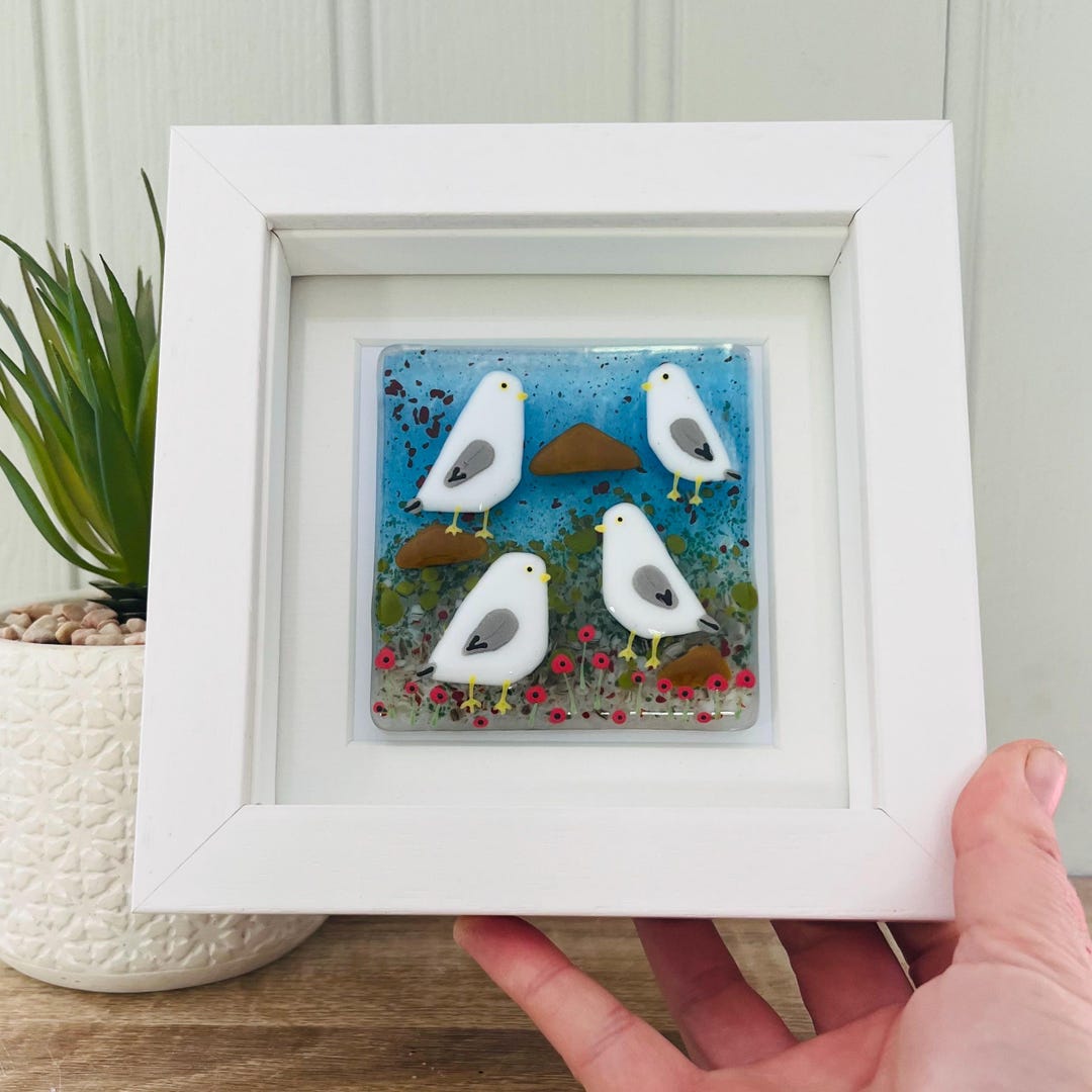 Fused Glass Fun Seagull Art - Cornish Fused Glass, Fused Glass Cornwall ...