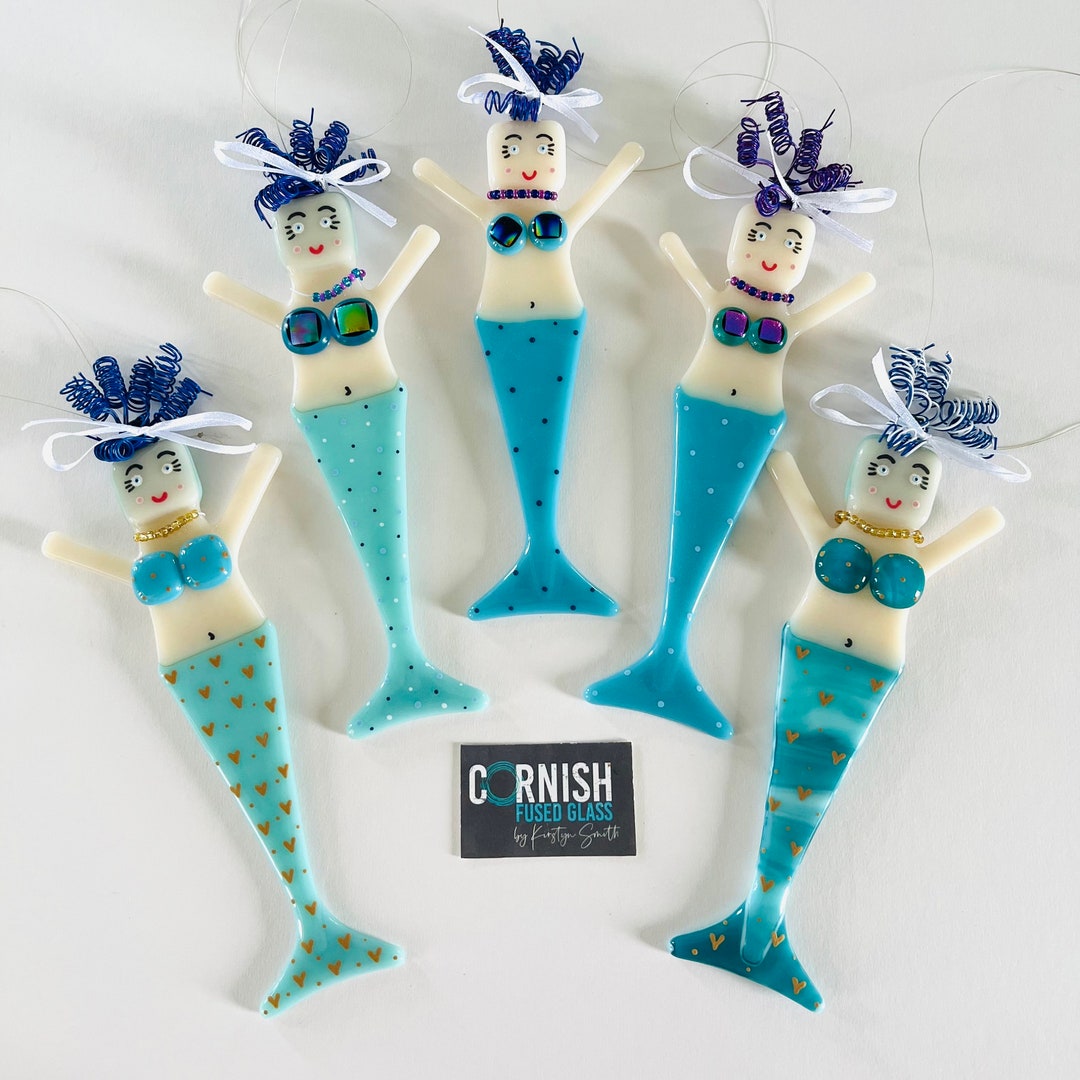 Fused Glass Mermaid Decoration - Fused Glass, Fused Glass Art, Cornish ...