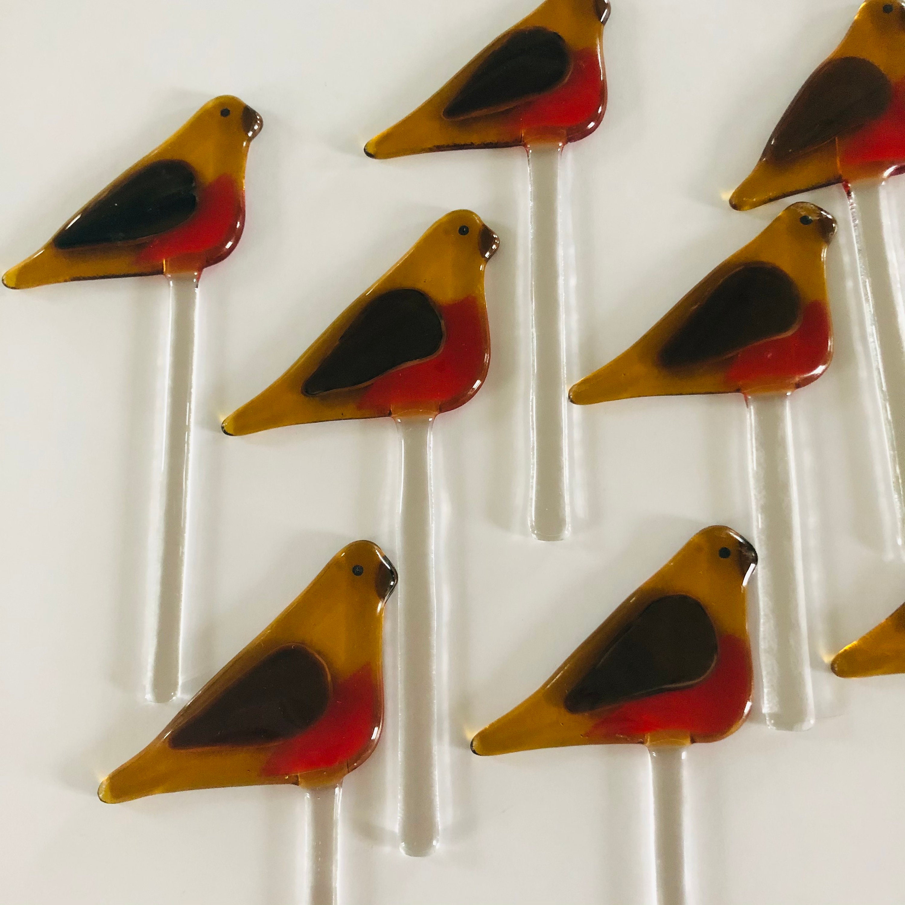 Fused Glass Robin Garden Decoration Fused Glass Plant Stakes - Etsy UK
