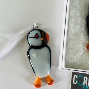 Fused Glass Cute Puffin Hanging Decoration Cornish Fused Glass, Fused ...