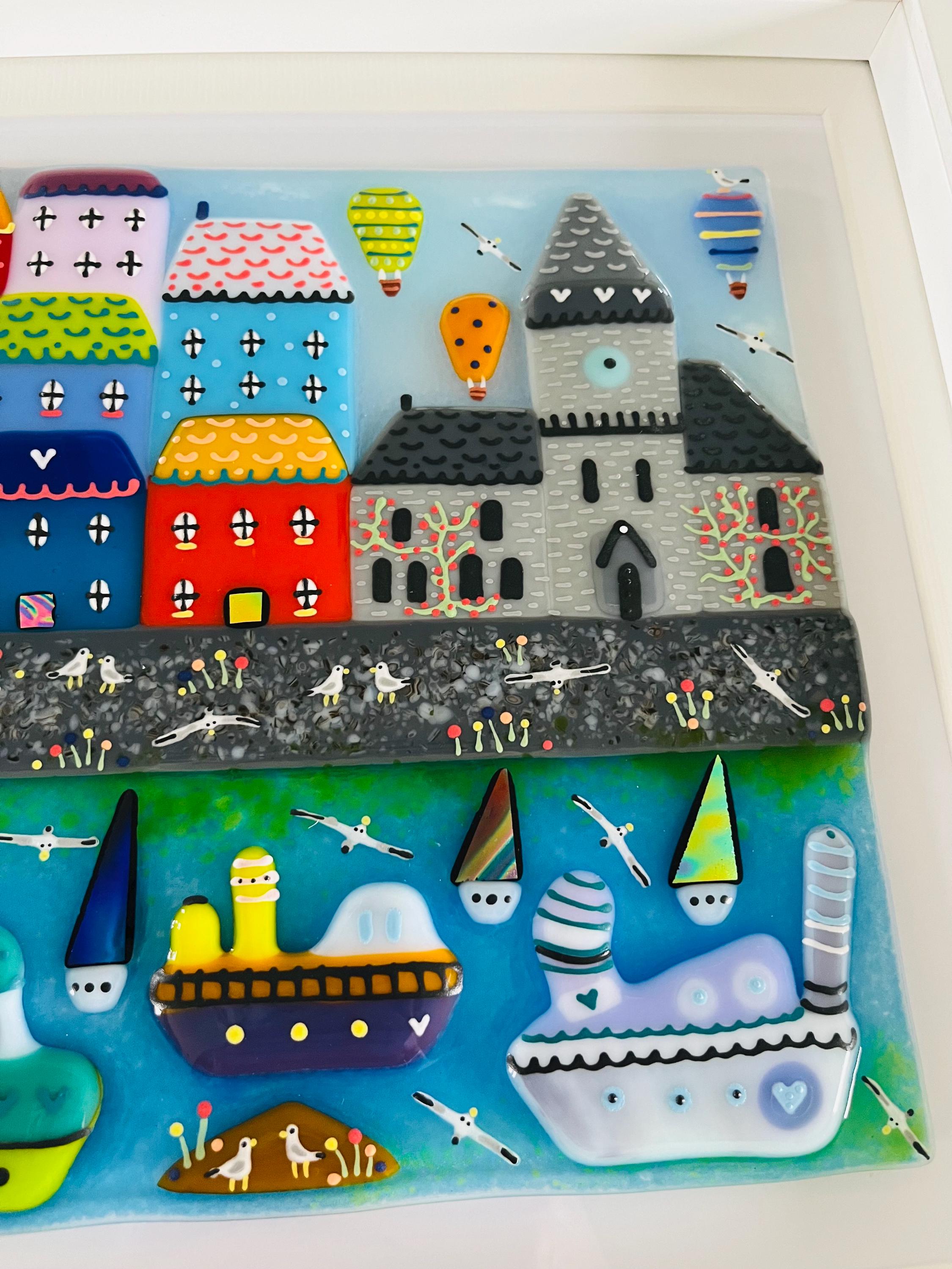 Porthleven Cornish Seaside Harbour Fused Glass Art, Cornish Fused Glass ...