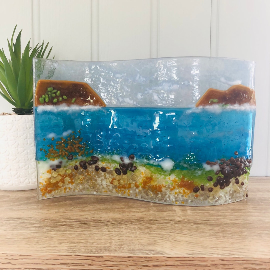 Fused Glass Beautiful Coastal Wave, Fused Glass Art, Cornish Fused ...