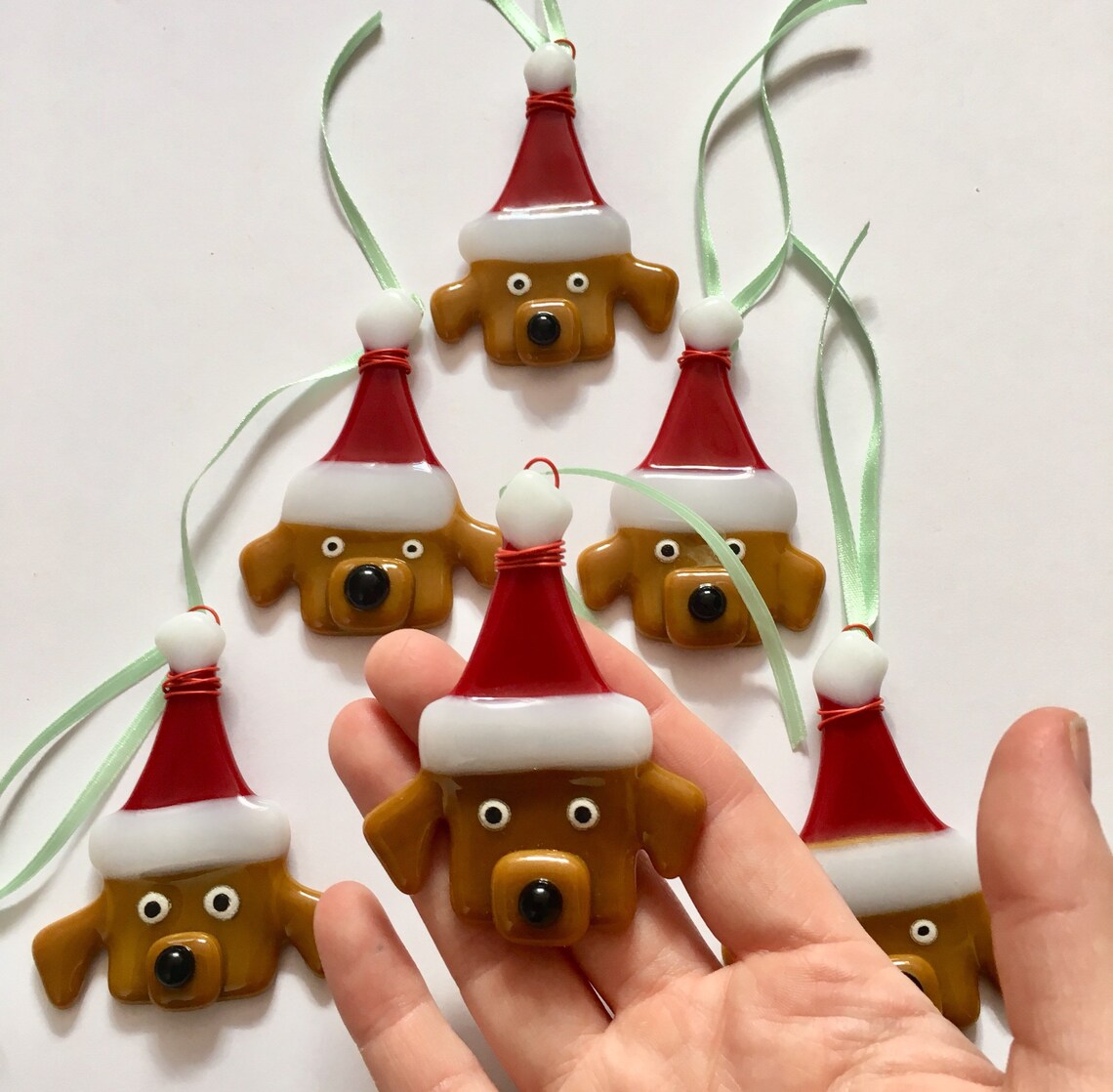 Fused Glass Dog Christmas Decoration fused Glass Christmas - Etsy