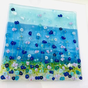 Fused Glass Coastal Flowers Wall Art, Cornish Fused Glass, Fused Glass ...