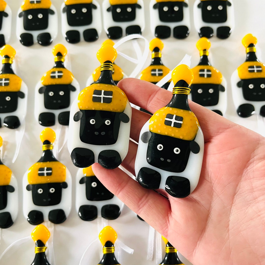 Fused Glass Cornish Sheep Christmas Decorations - Fused Glass Christmas ...