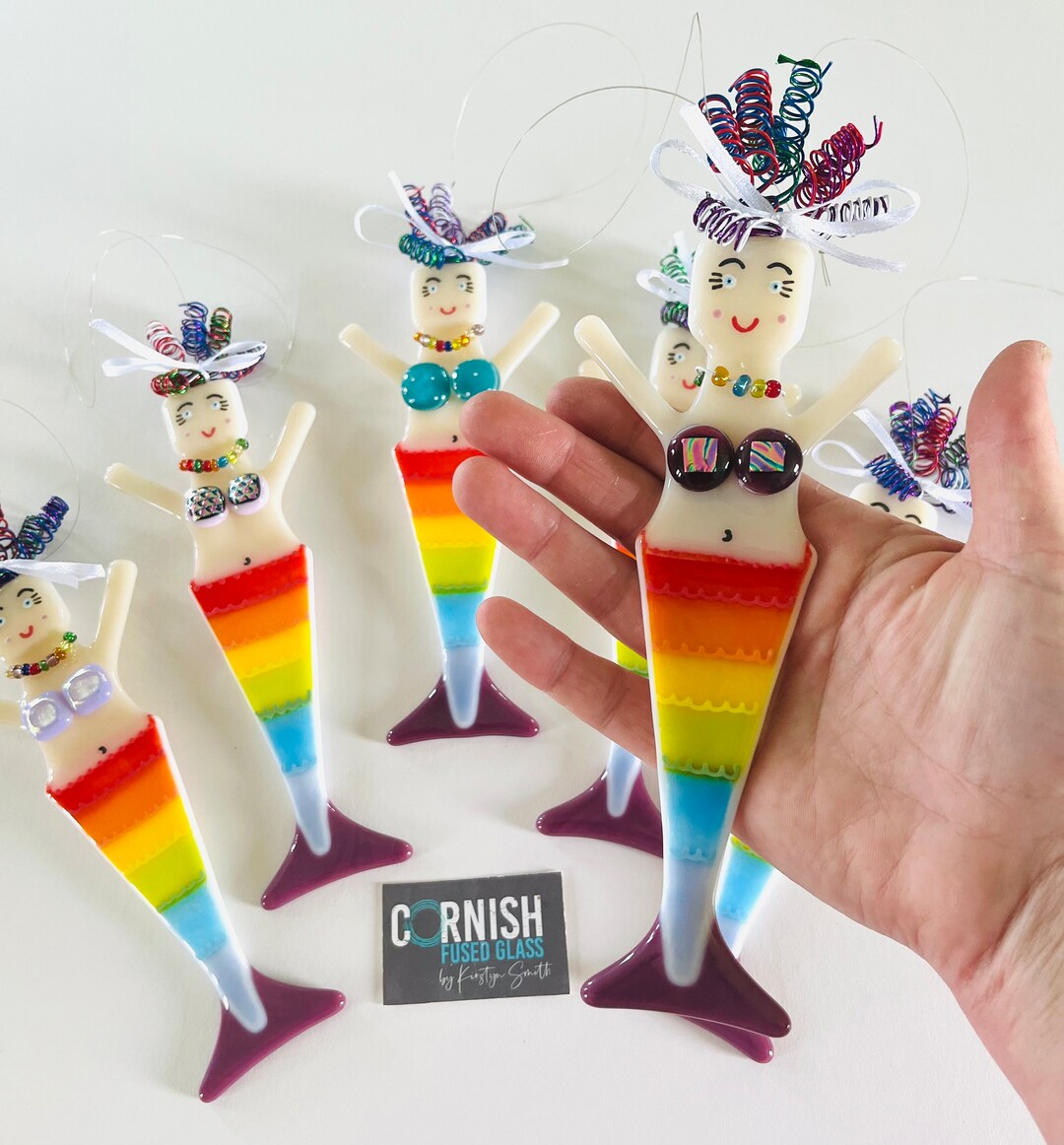 Fused Glass Beautiful Mermaid Decoration, Fused Glass Cornwall, Cornish ...