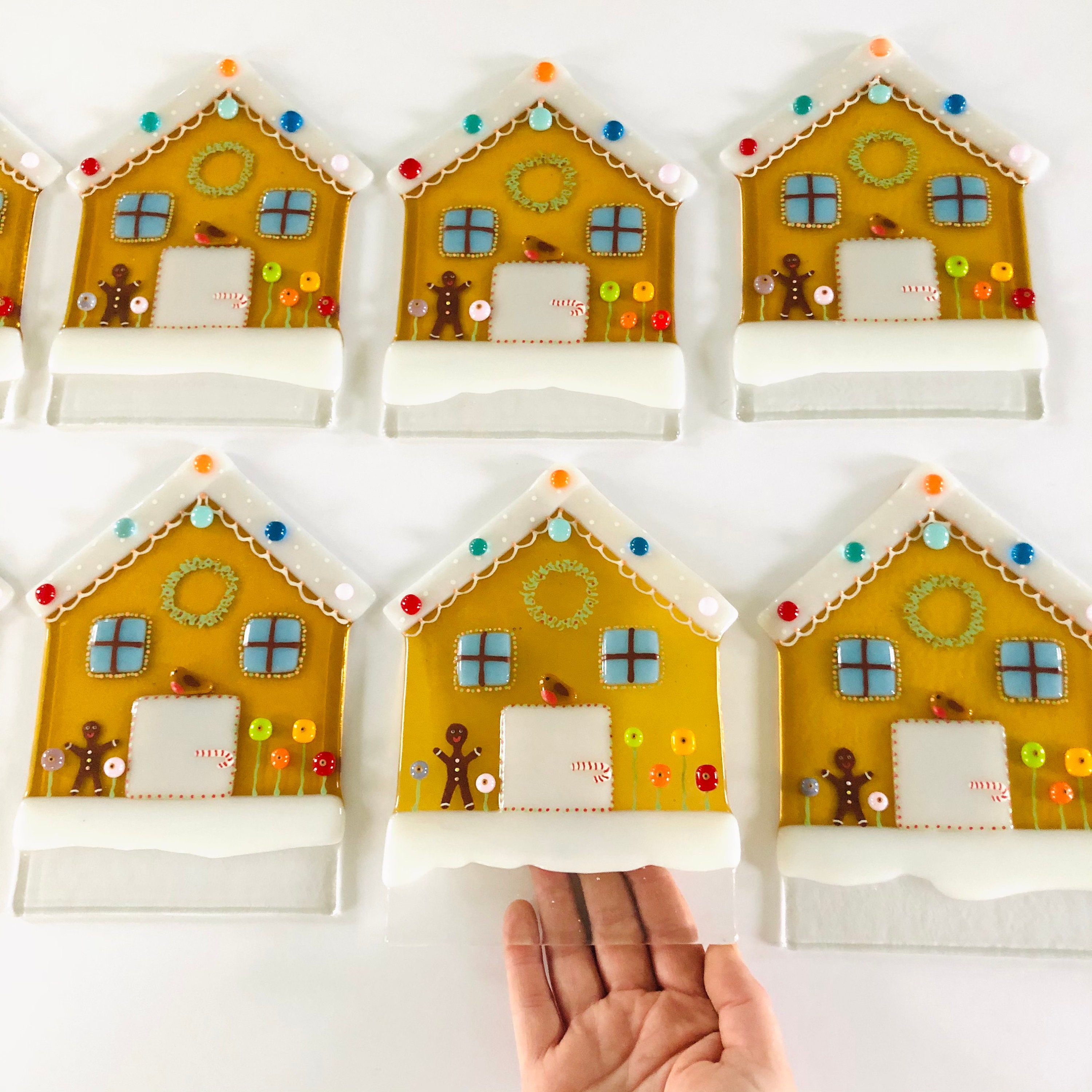 Fused Glass Gingerbread House Christmas decoration Fused | Etsy