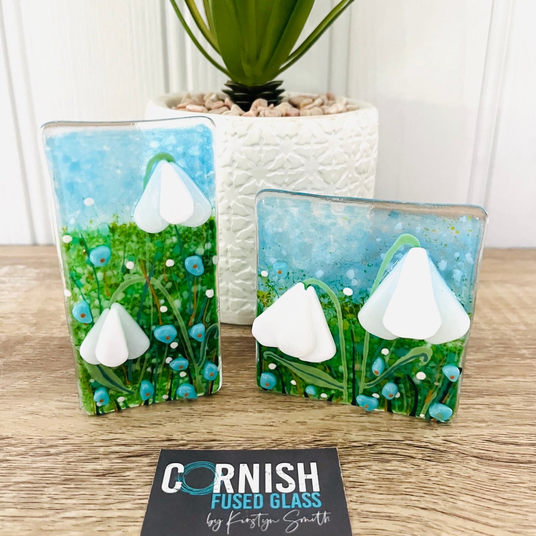 Fused Glass Snowdrop Candle Holder, Cornish Fused Glass, Fused Glass ...