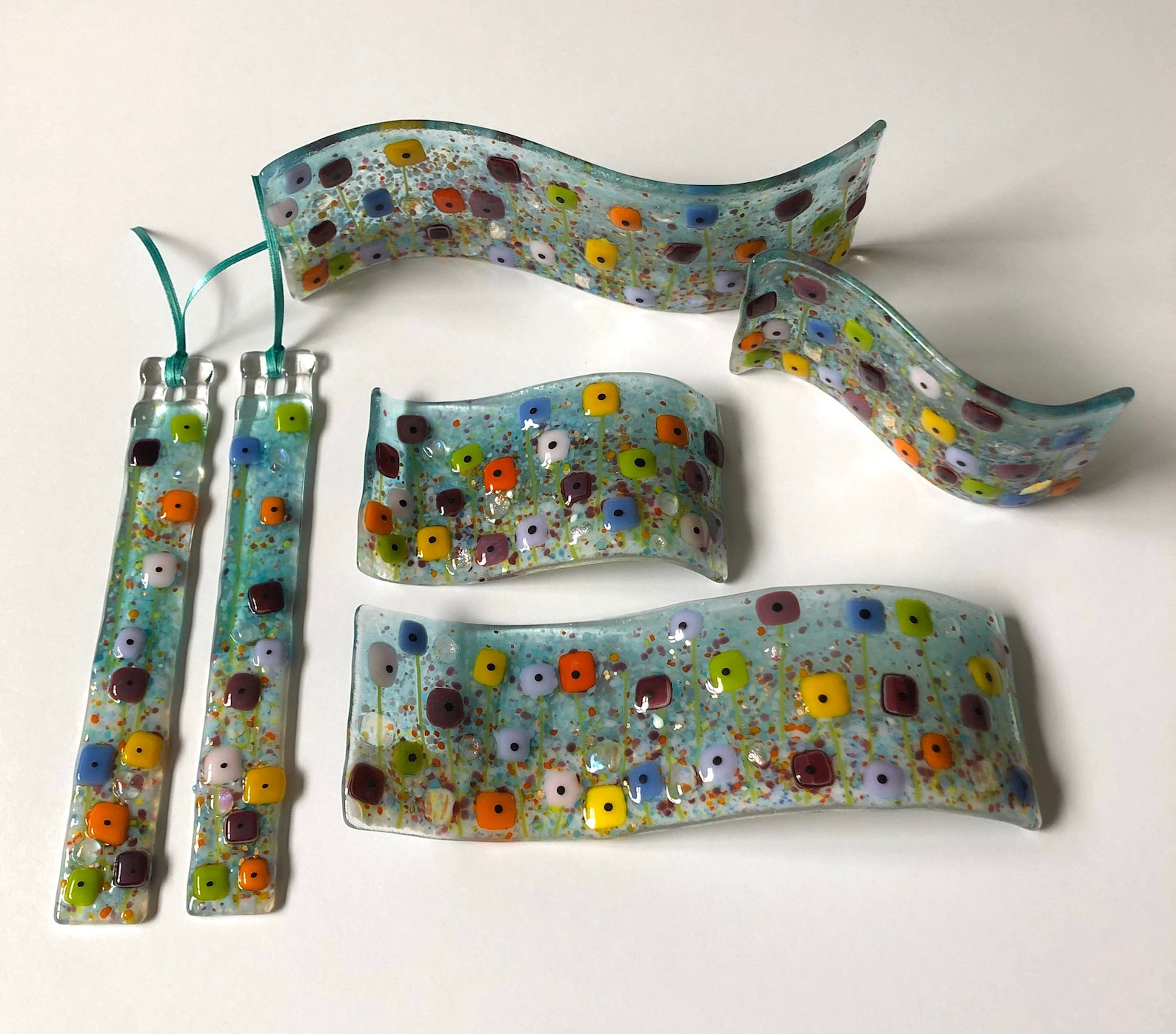 Fused Glass Flowers Art Fused Glass Wave Cornish Fused | Etsy