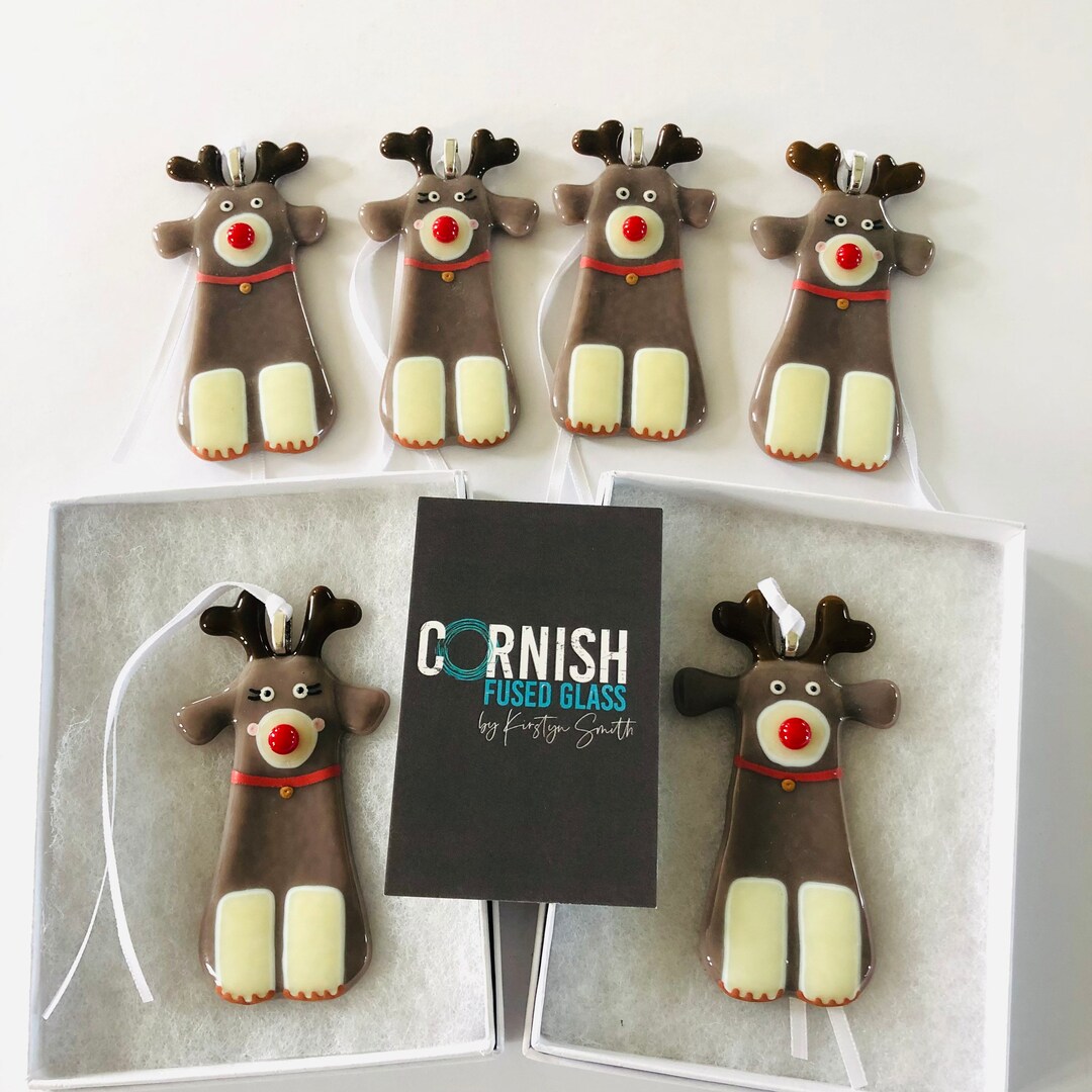 Fused Glass Reindeer Christmas Decoration fused Glass Christmas ...