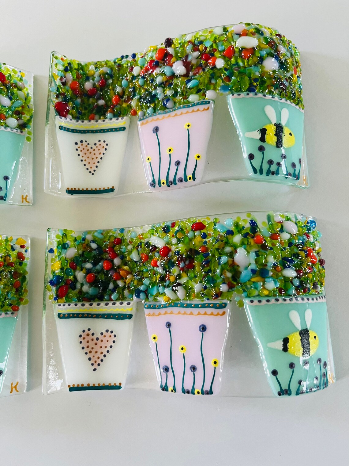 Fused Glass Flowers Art Freestanding Wave - Fused Glass, Cornish Fused ...
