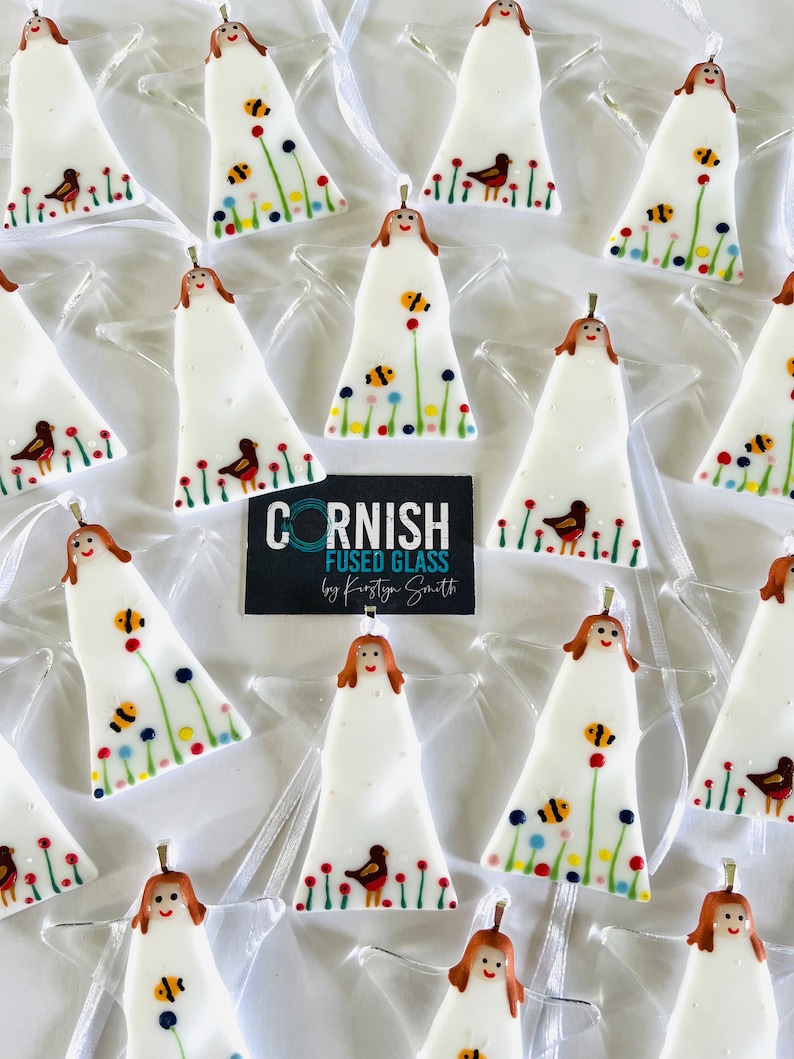 Fused Glass Cute Hanging Angel Decoration - Cornish Fused Glass, Fused ...