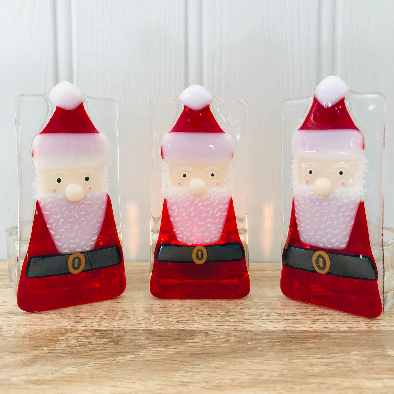 Fused Glass Santa Decoration Fused Glass Christmas - Etsy