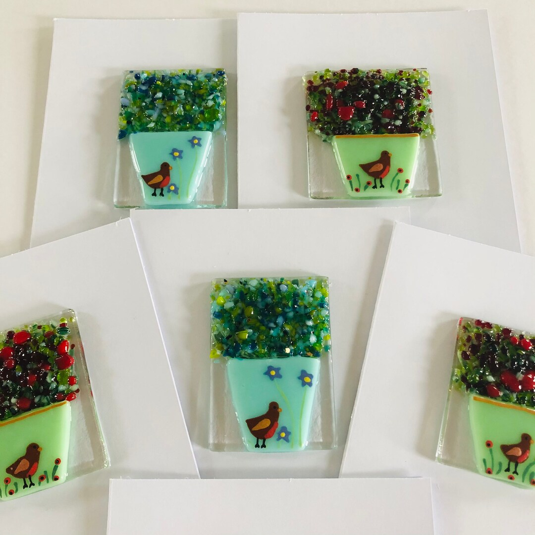 Fused Glass Robin Art Blank Greetings Christmas Card, Cornish Fused ...