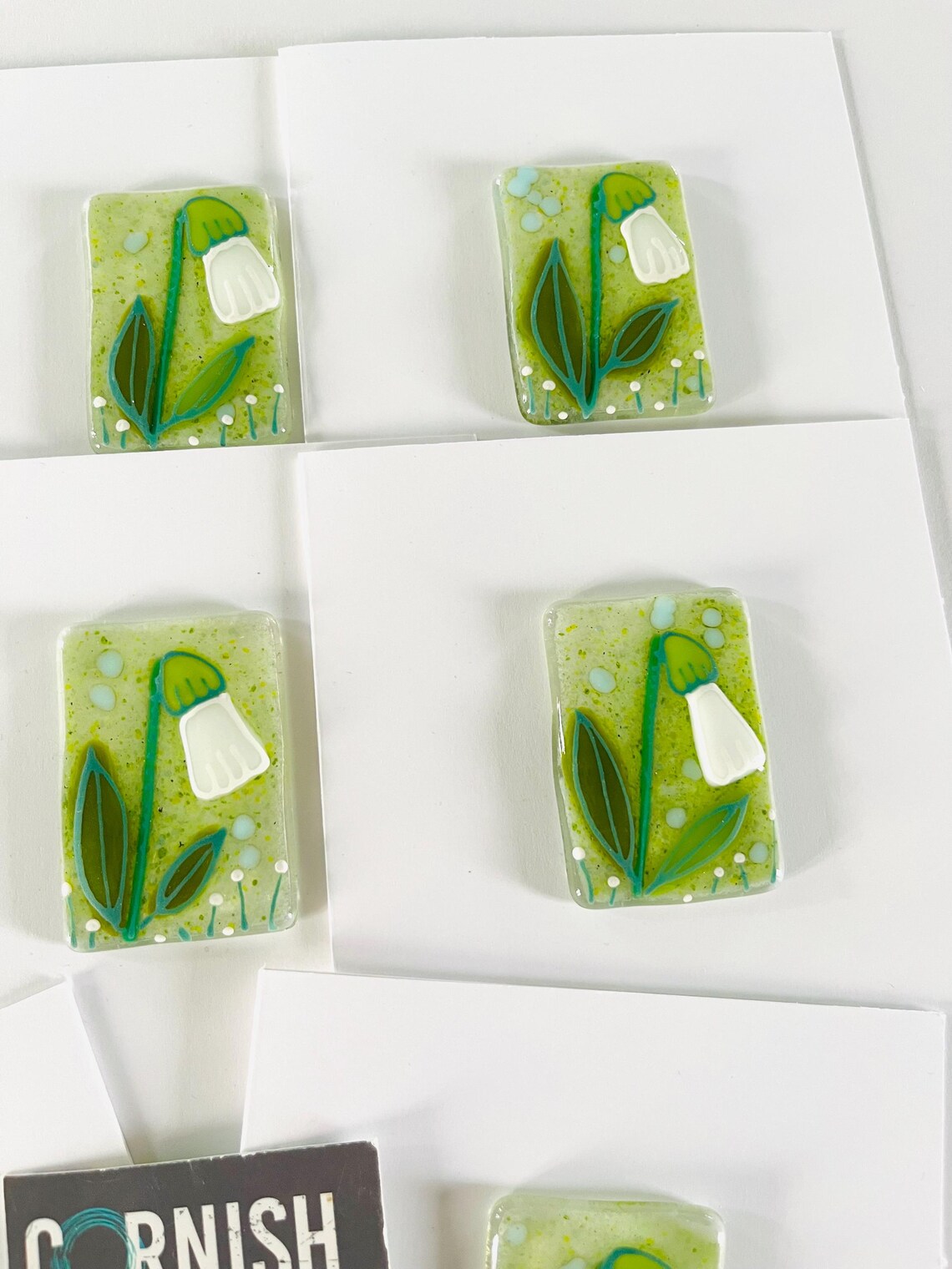 Fused Glass Snowdrop Art Thank You Greetings Card - Fused Glass Flower ...