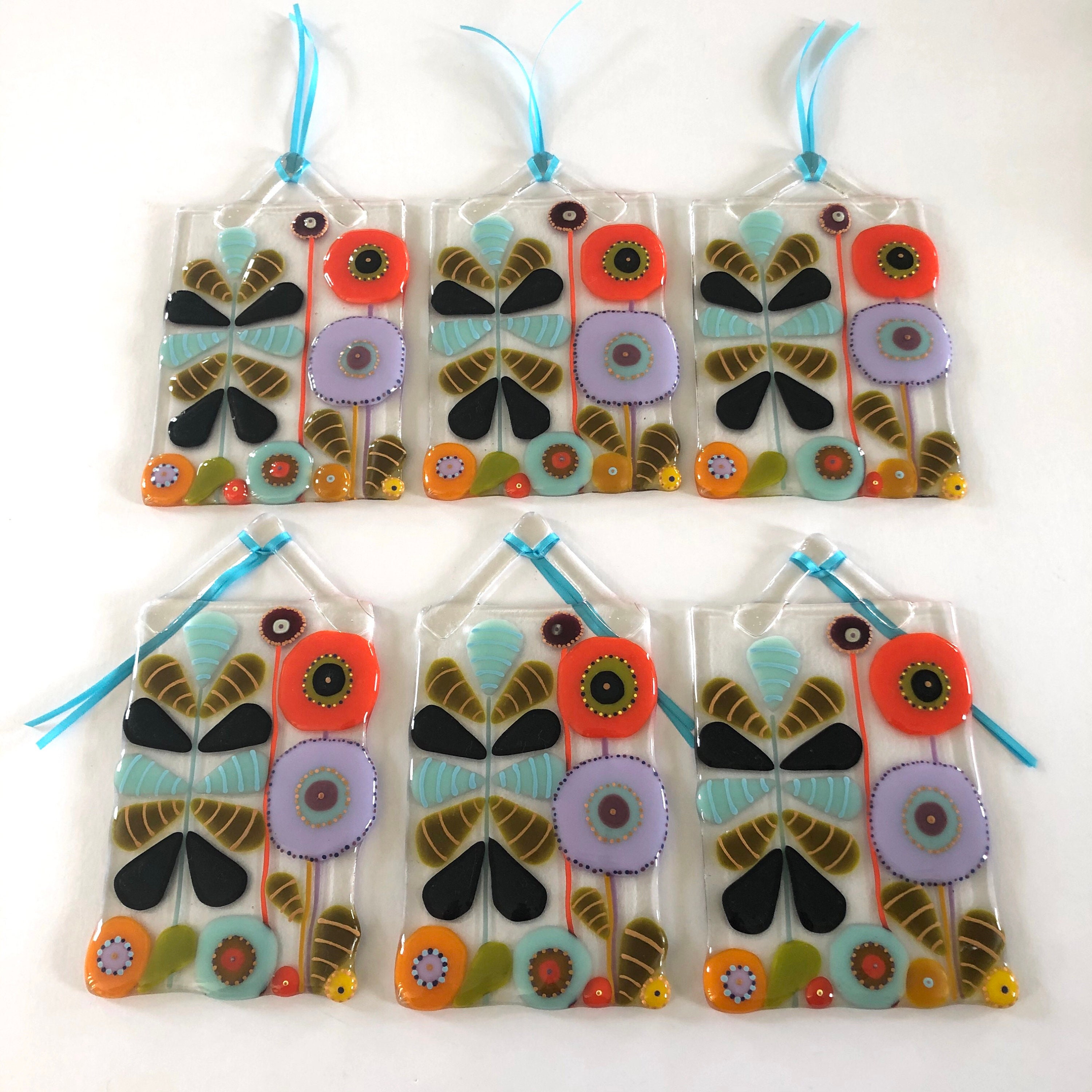 Fused Glass Art Fused Glass Retro Flowers Unique Hanging Sun | Etsy