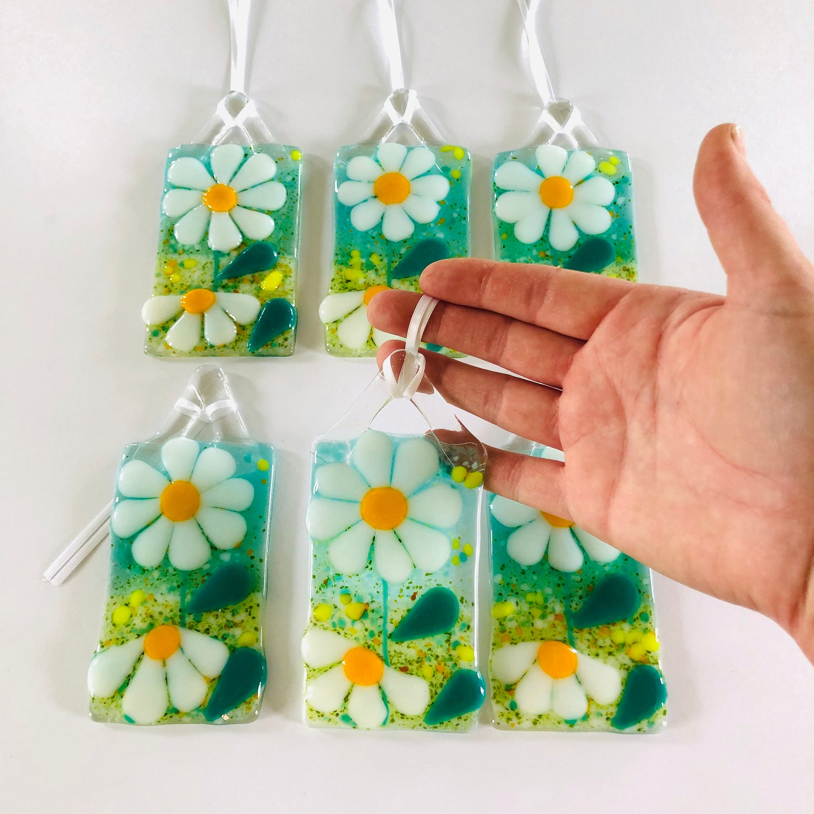 Fused Glass Daisy Art Hangers - Cornish Fused Glass, Fused Glass ...