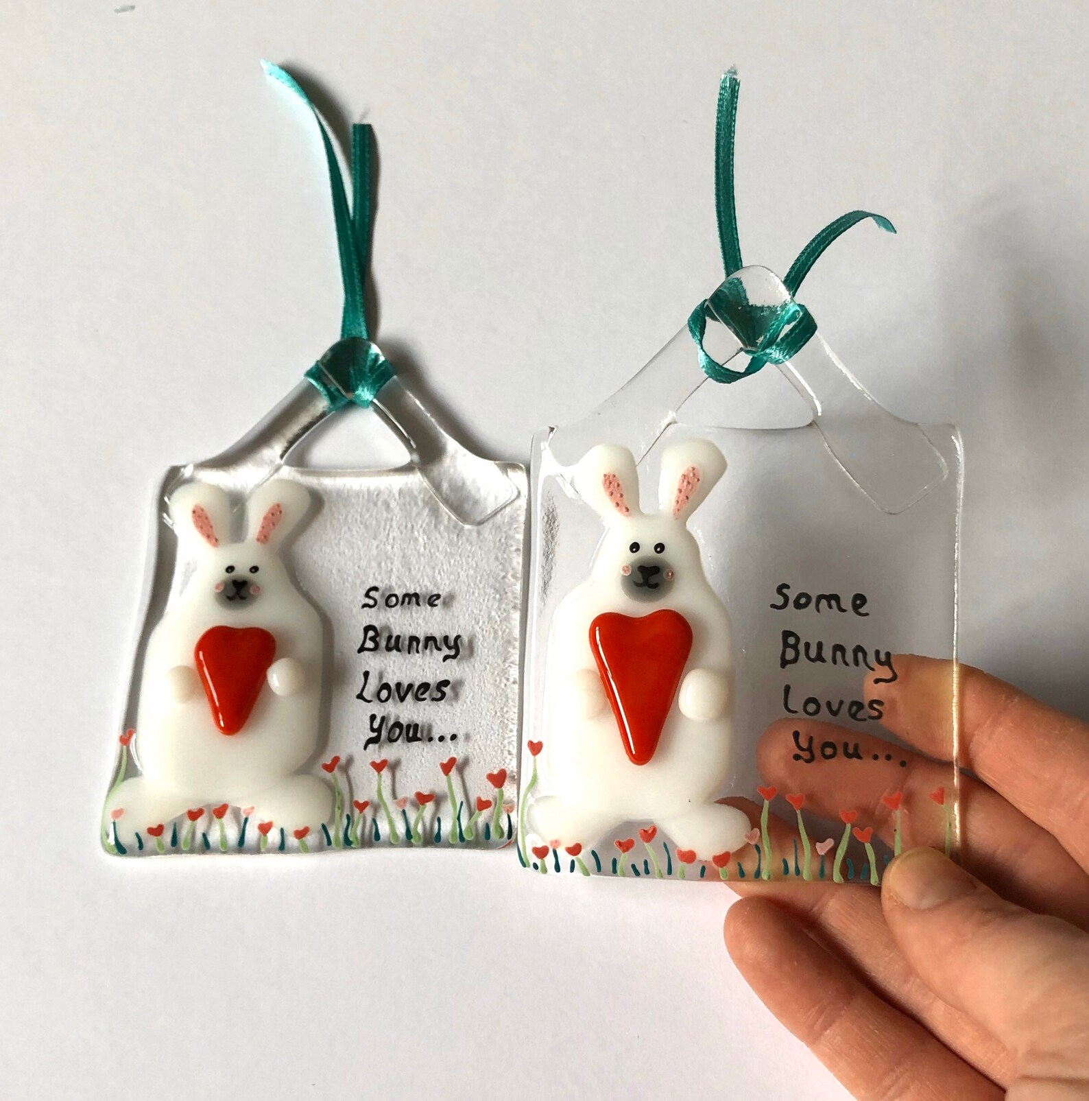 Fused Glass Art Fused Glass Cute Rabbit Hanger Fused | Etsy