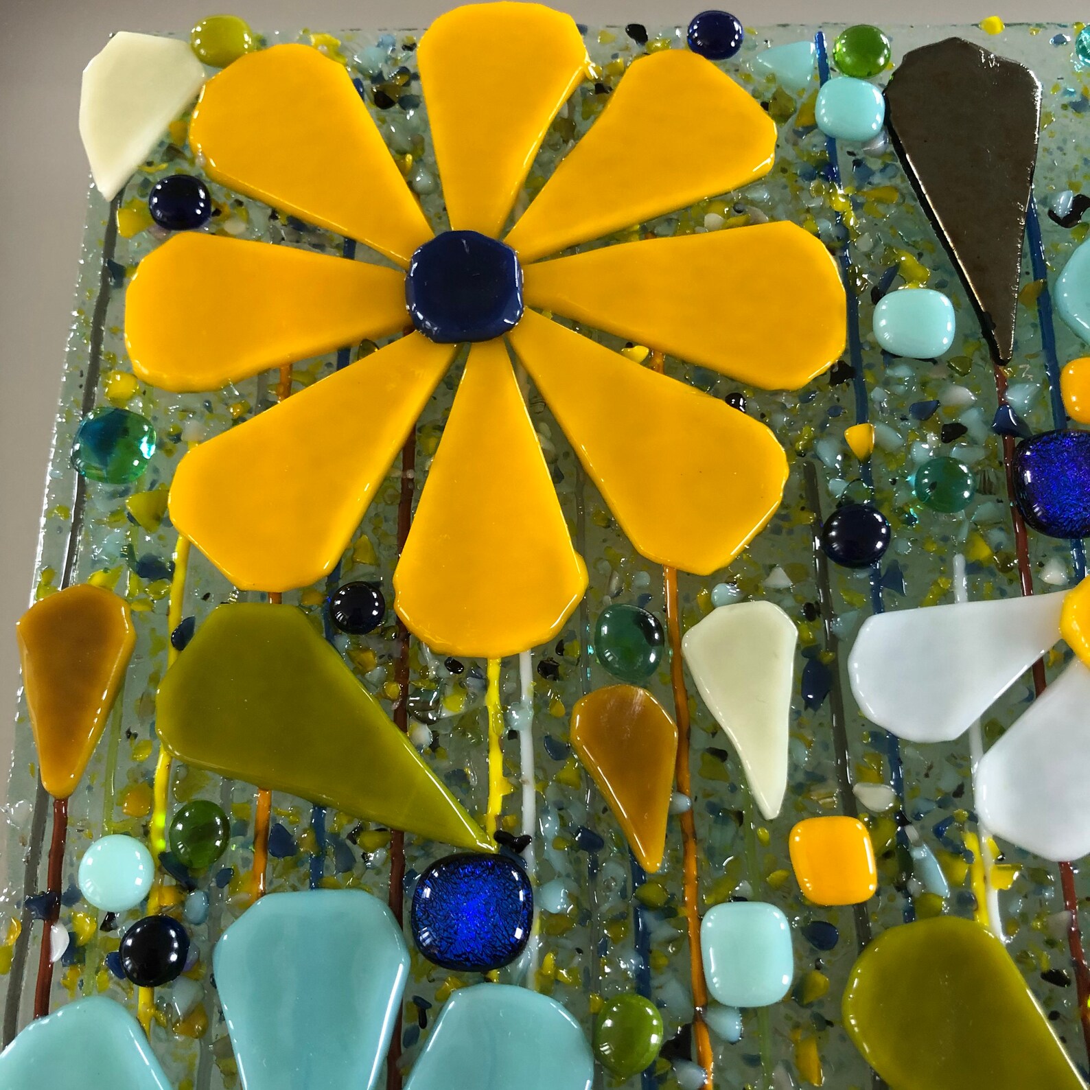 Fused Glass Flowers Summer Art - Fused Glass, Cornish Fused Glass ...