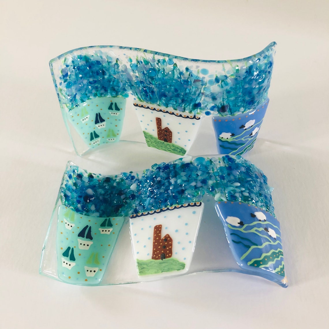 Fused Glass Cornish Art Freestanding Wave - Fused Glass, Cornish Fused ...