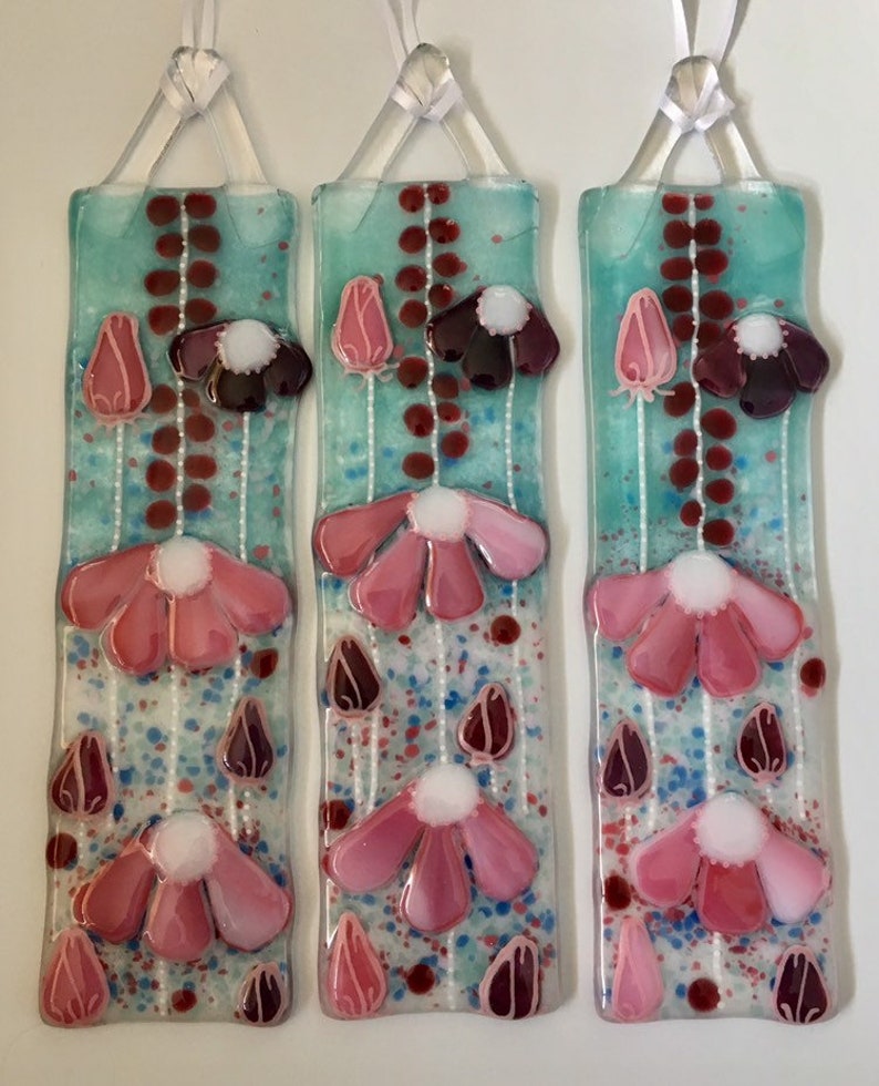 Fused Glass Art fused Glass Flowers Hanger Fused Glass - Etsy