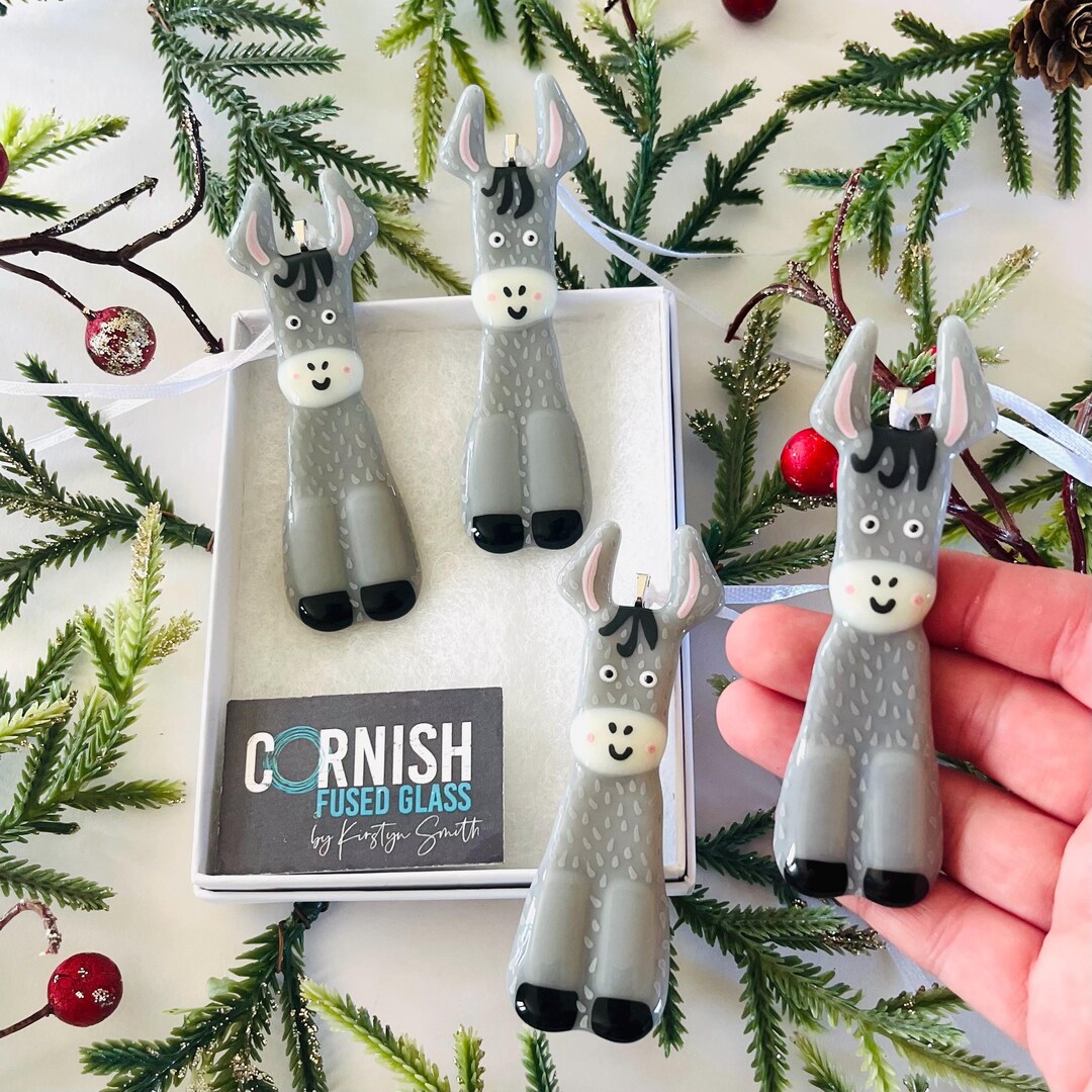 Fused Glass Donkey Decoration- Fused Glass Christmas Decoration, Donkey ...