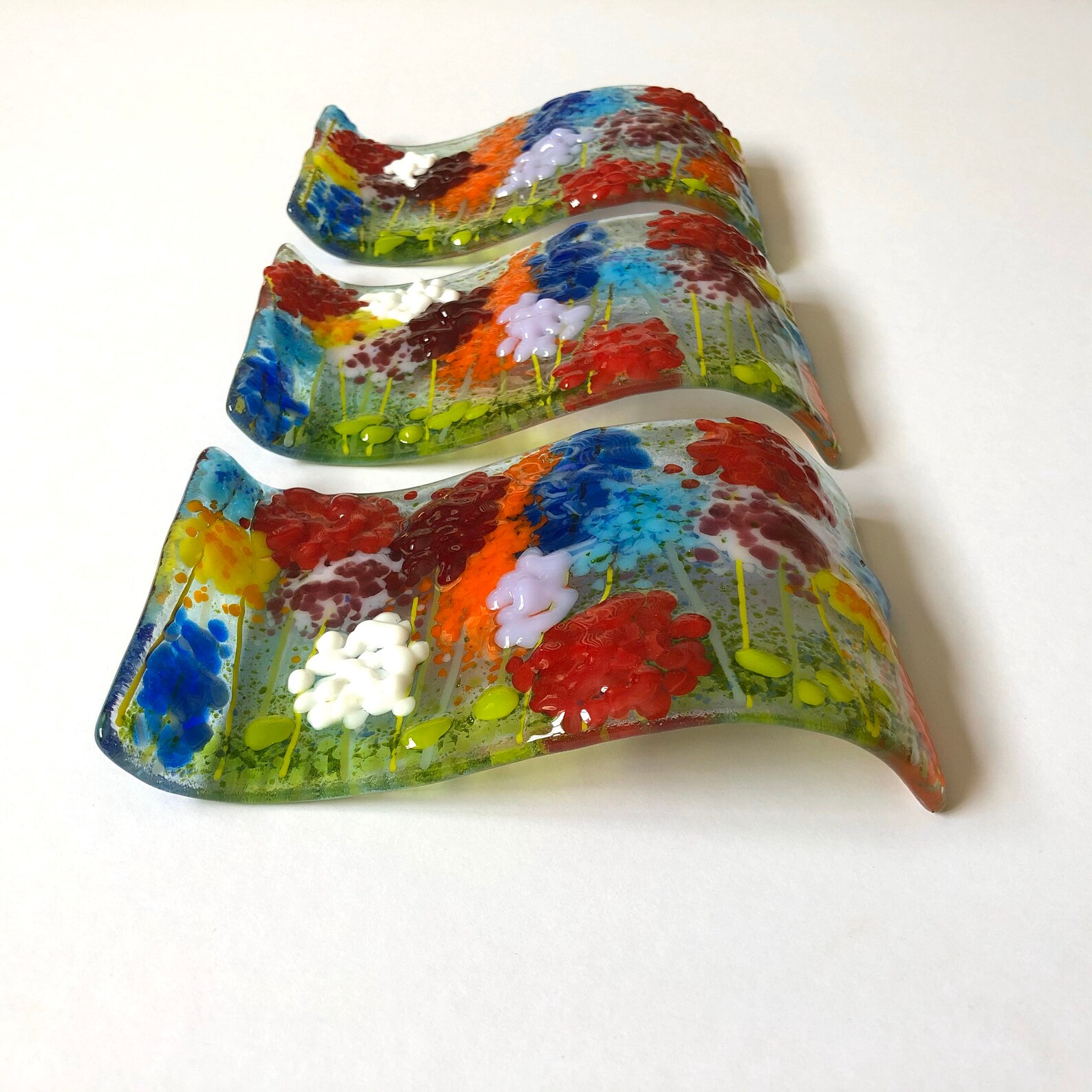 Fused Glass Flowers Art Fused Glass Wave Cornish Fused | Etsy