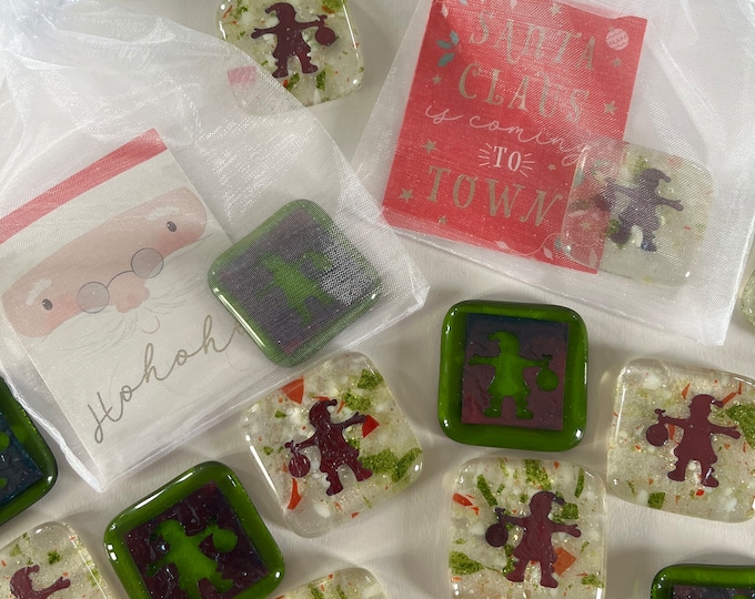 Christmas Wish, Fused Glass Token on a Card, Work Team Christmas Gift ...